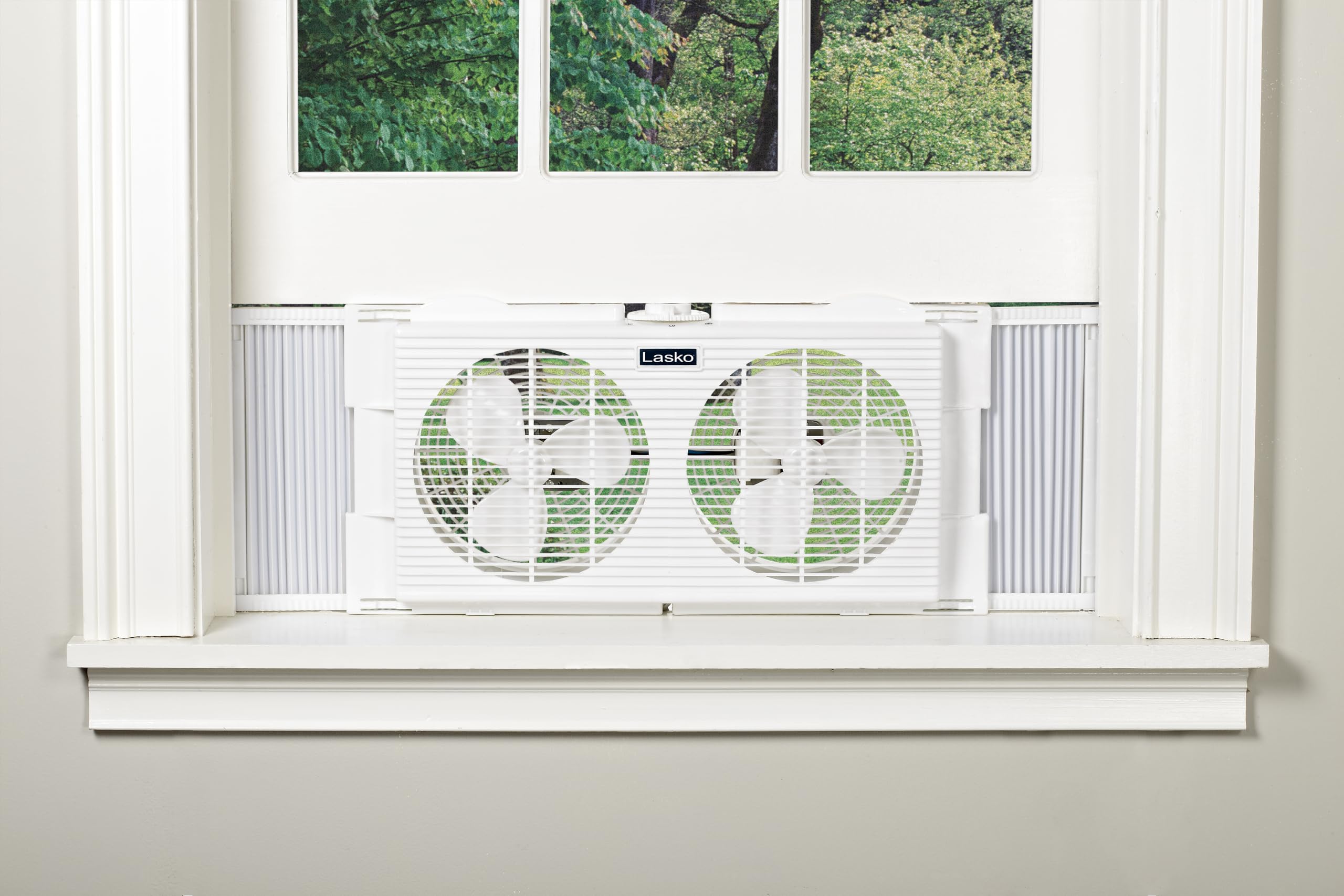 Lasko 2137 Twin Window Fan, 21.8 x 4.5 x 10.5 inches, White