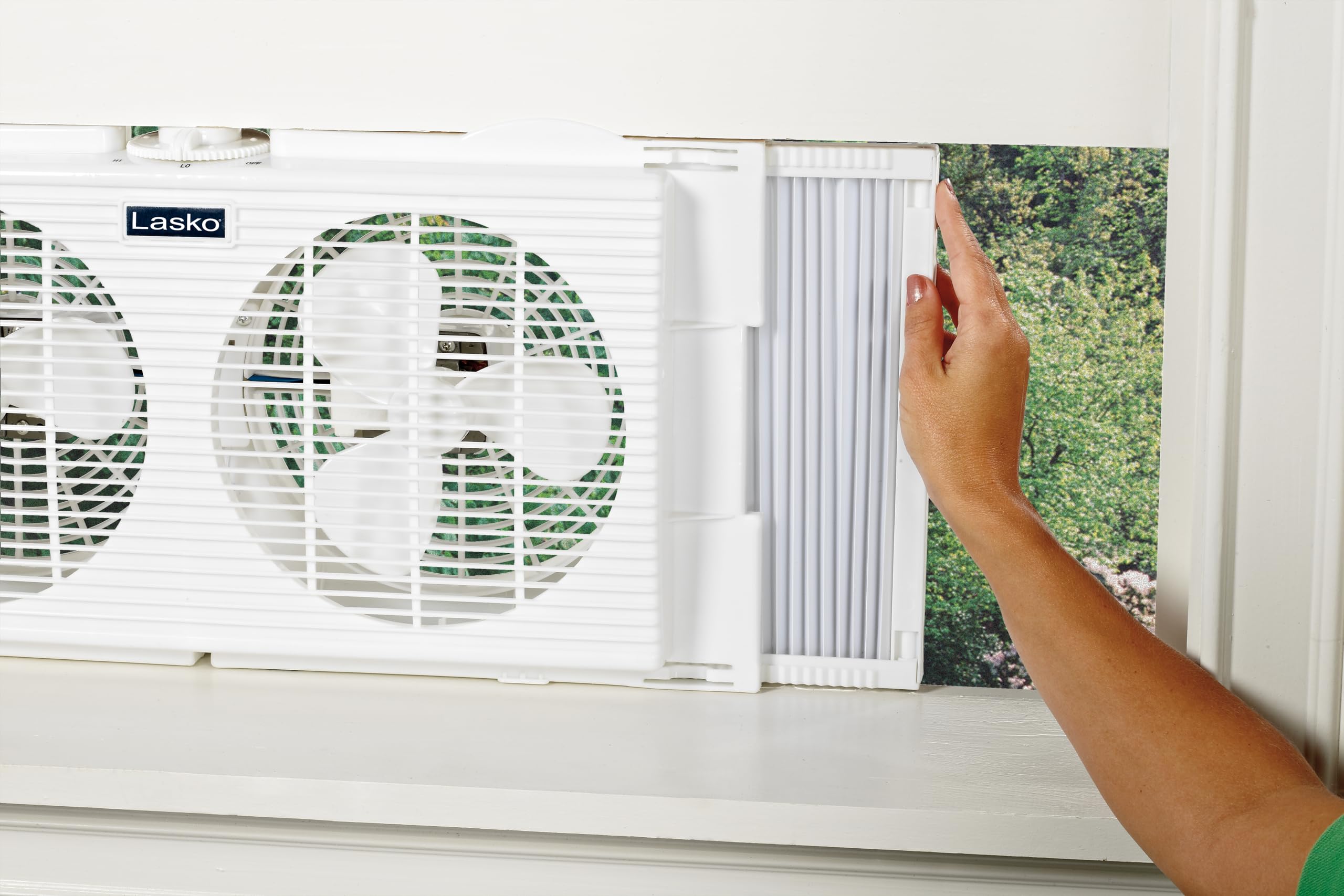 Lasko 2137 Twin Window Fan, 21.8 x 4.5 x 10.5 inches, White