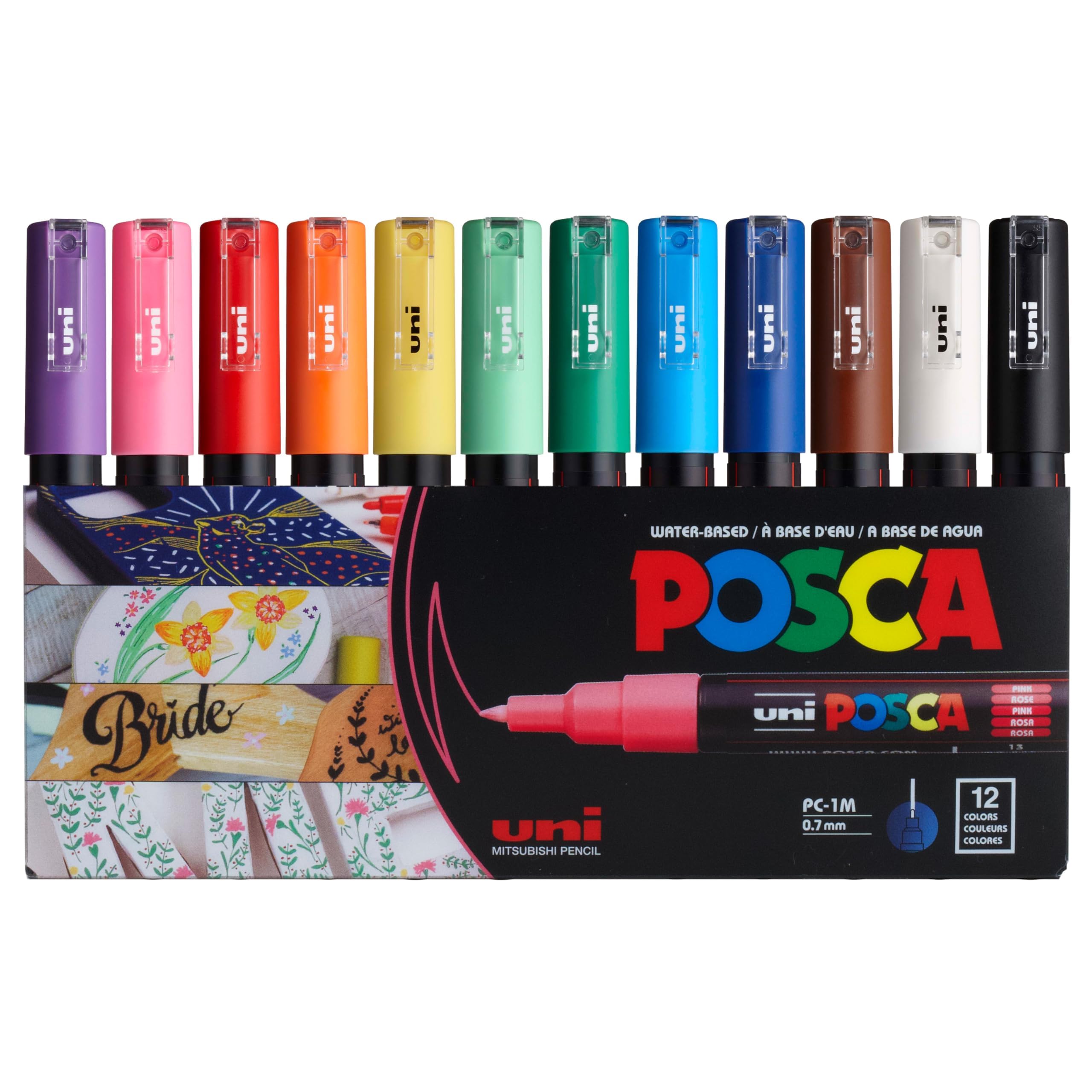 Uni-posca Paint Marker Pen - Extra Fine Point - Set of 12 (PC-1M12C)