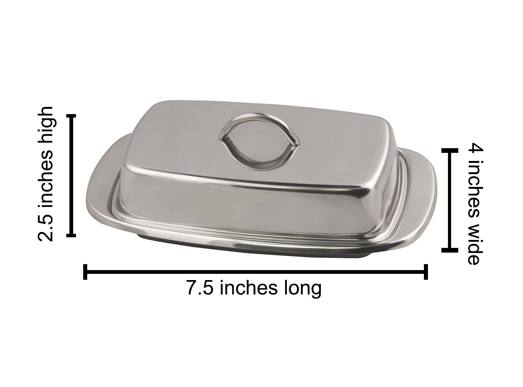 Cuisinox Stainless Steel Butter Dish with Lid, 4" x 7.5"
