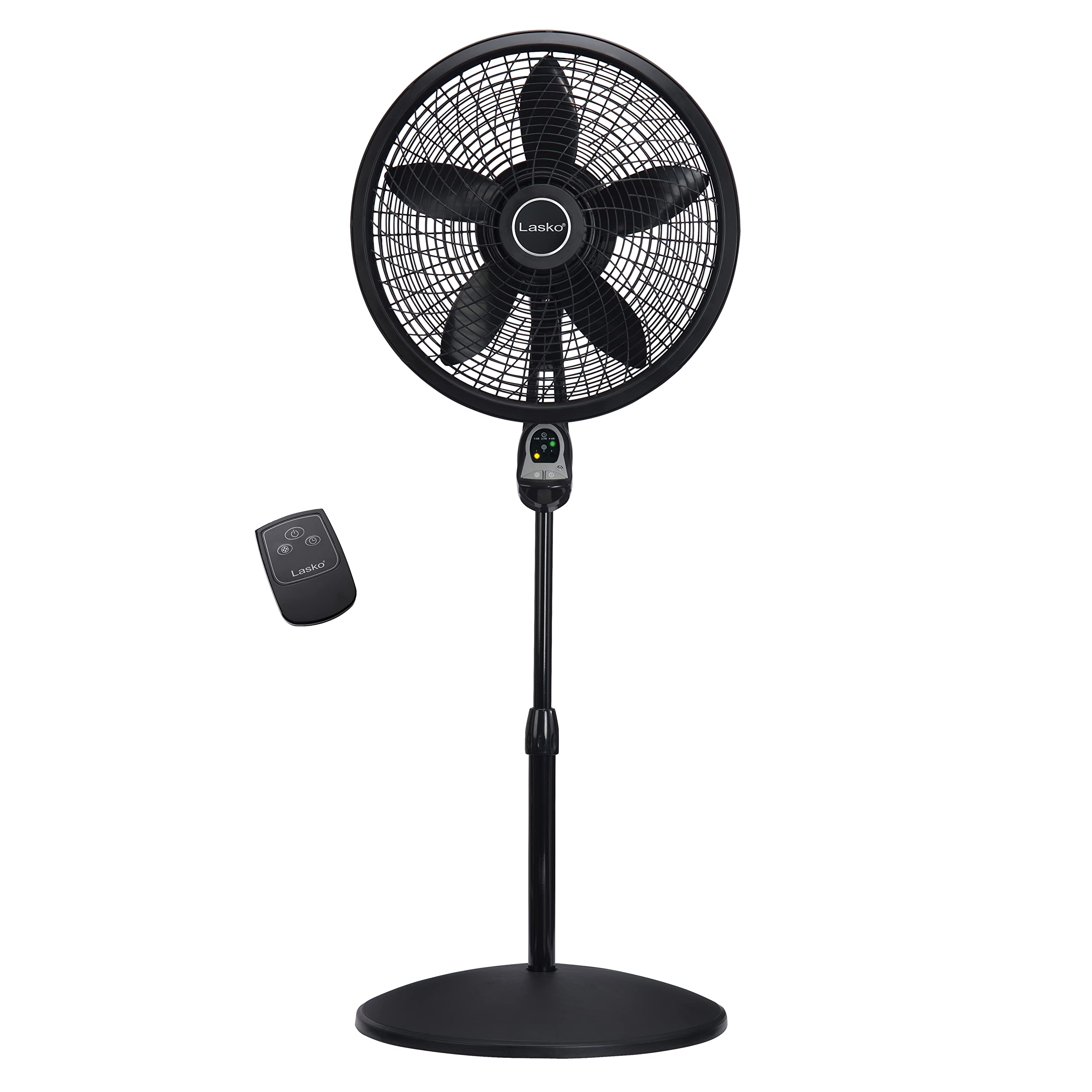 Lasko 1843 18″ Remote Control Cyclone Pedestal Fan with Built-in Timer, Black Features Oscillating Movement and Adjustable Height