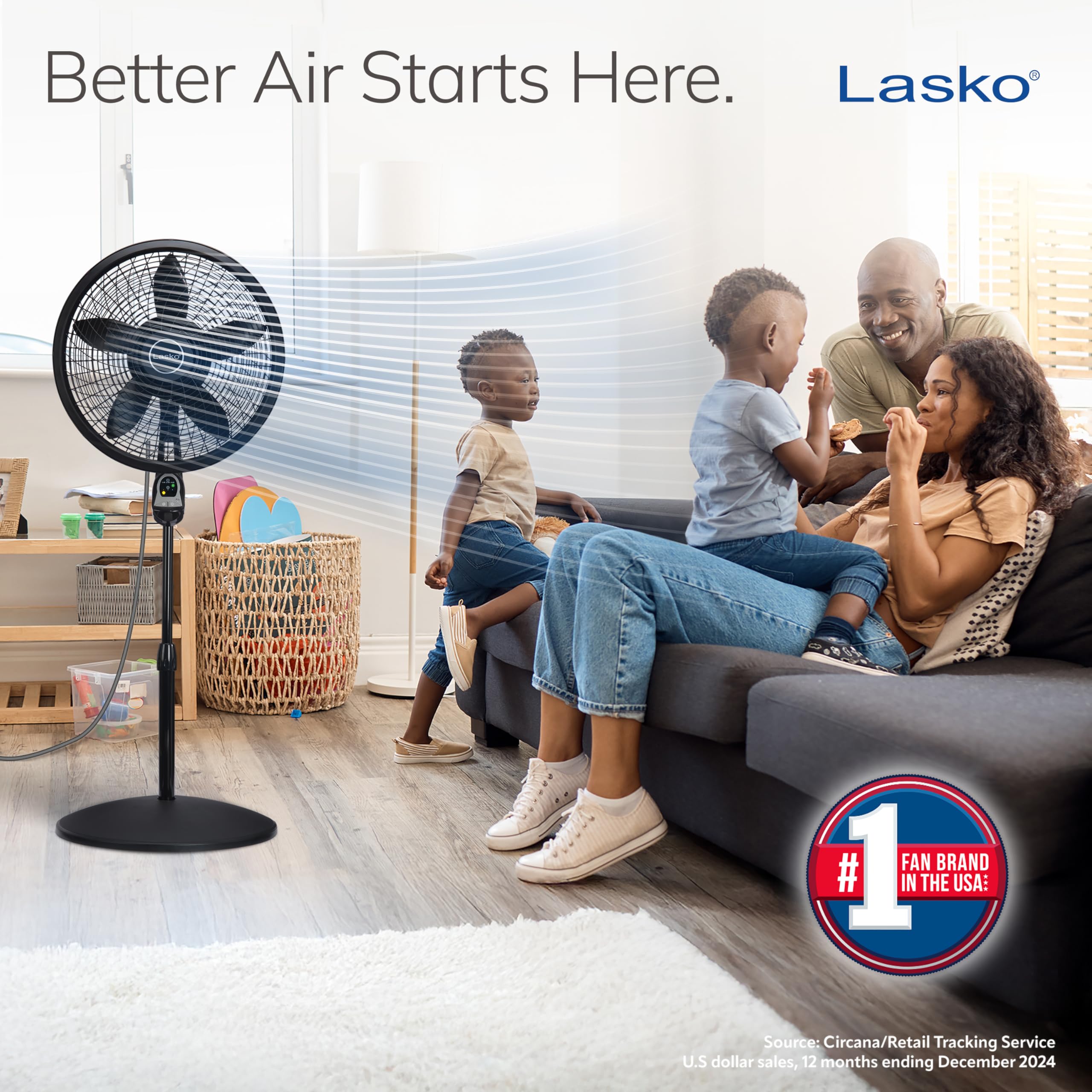 Lasko 1843 18″ Remote Control Cyclone Pedestal Fan with Built-in Timer, Black Features Oscillating Movement and Adjustable Height