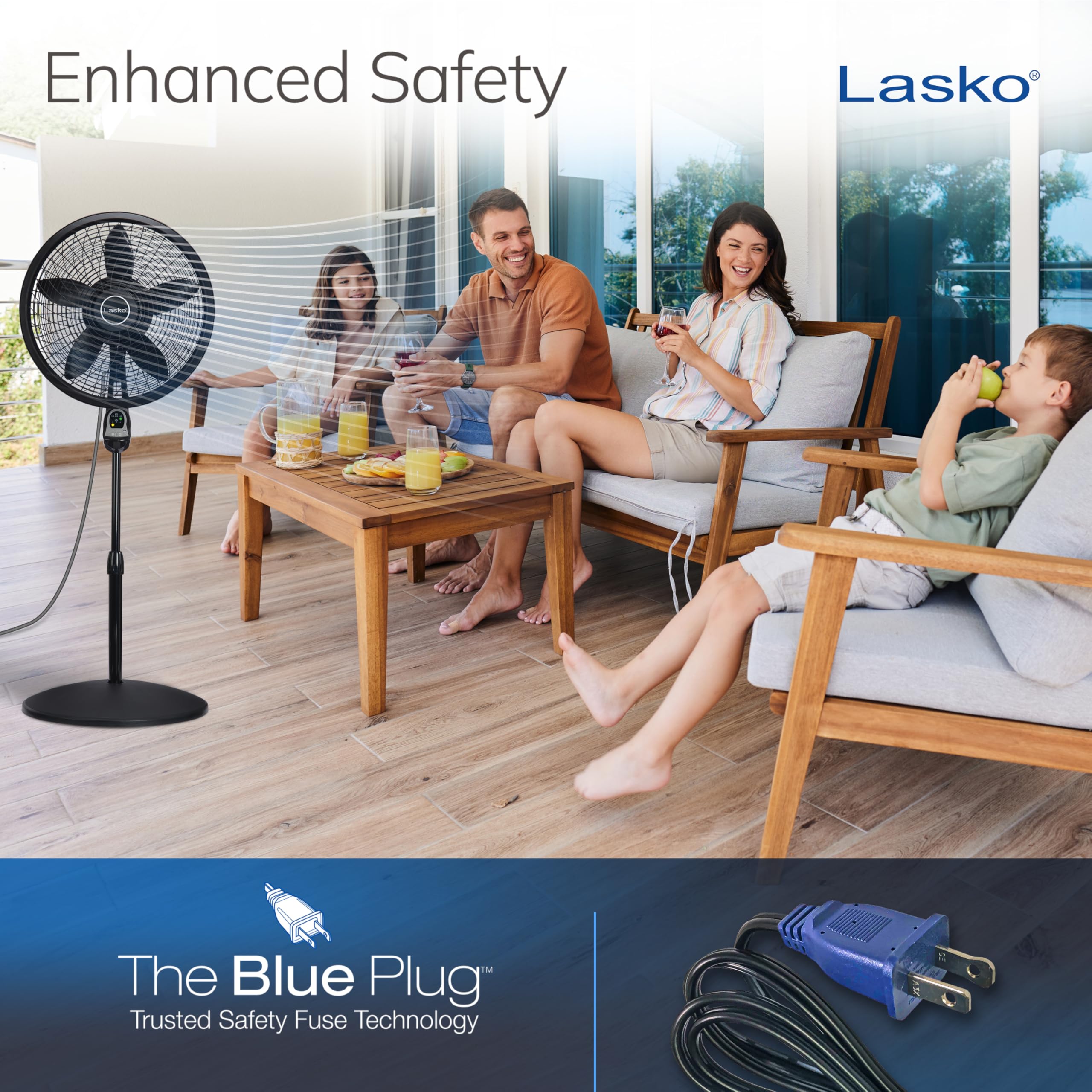 Lasko 1843 18″ Remote Control Cyclone Pedestal Fan with Built-in Timer, Black Features Oscillating Movement and Adjustable Height