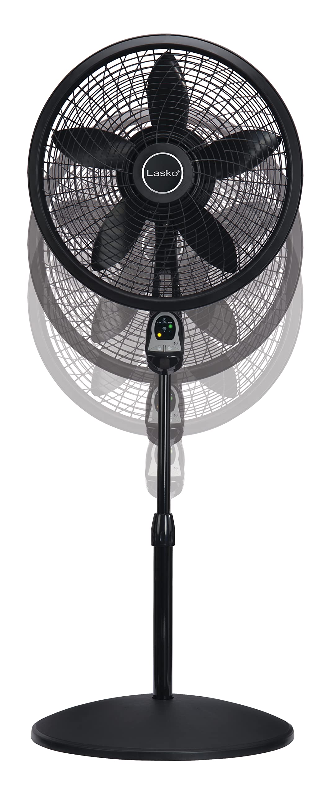 Lasko 1843 18″ Remote Control Cyclone Pedestal Fan with Built-in Timer, Black Features Oscillating Movement and Adjustable Height