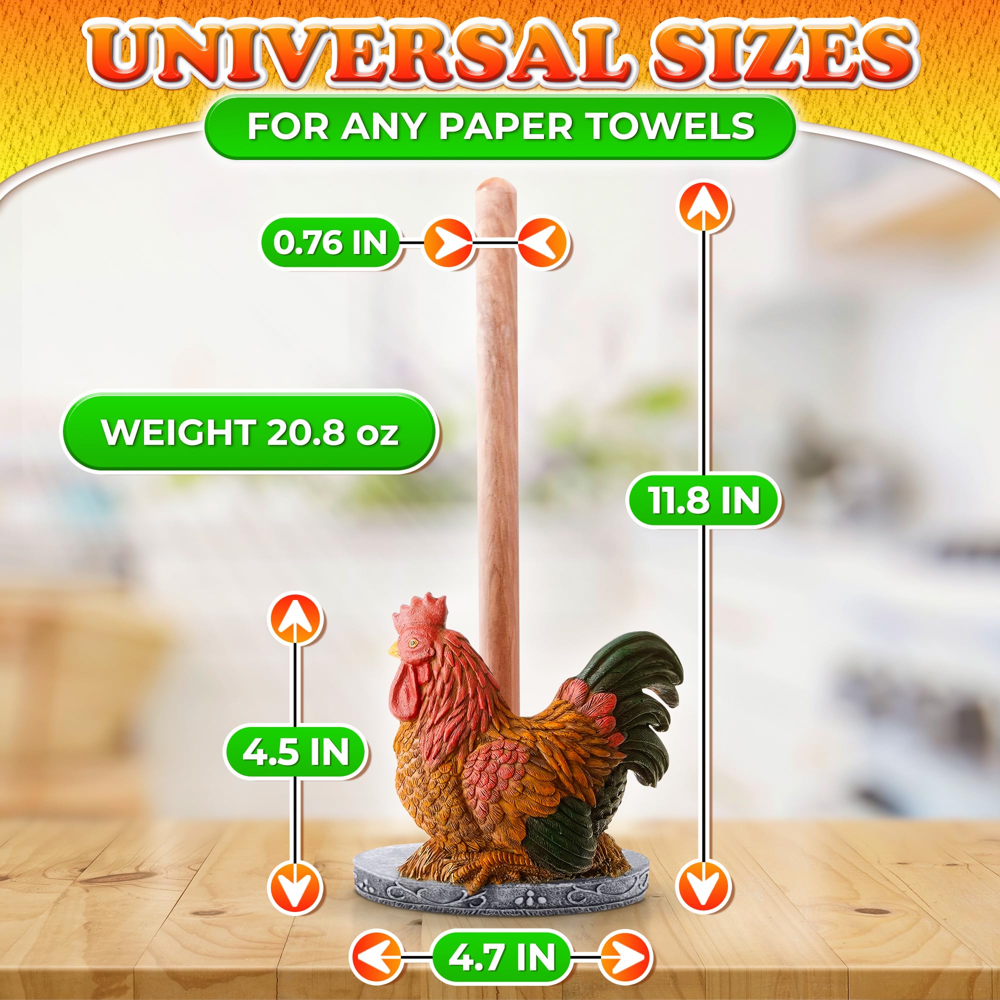 Country Red Rooster Paper Towel Holder by Alpenkok