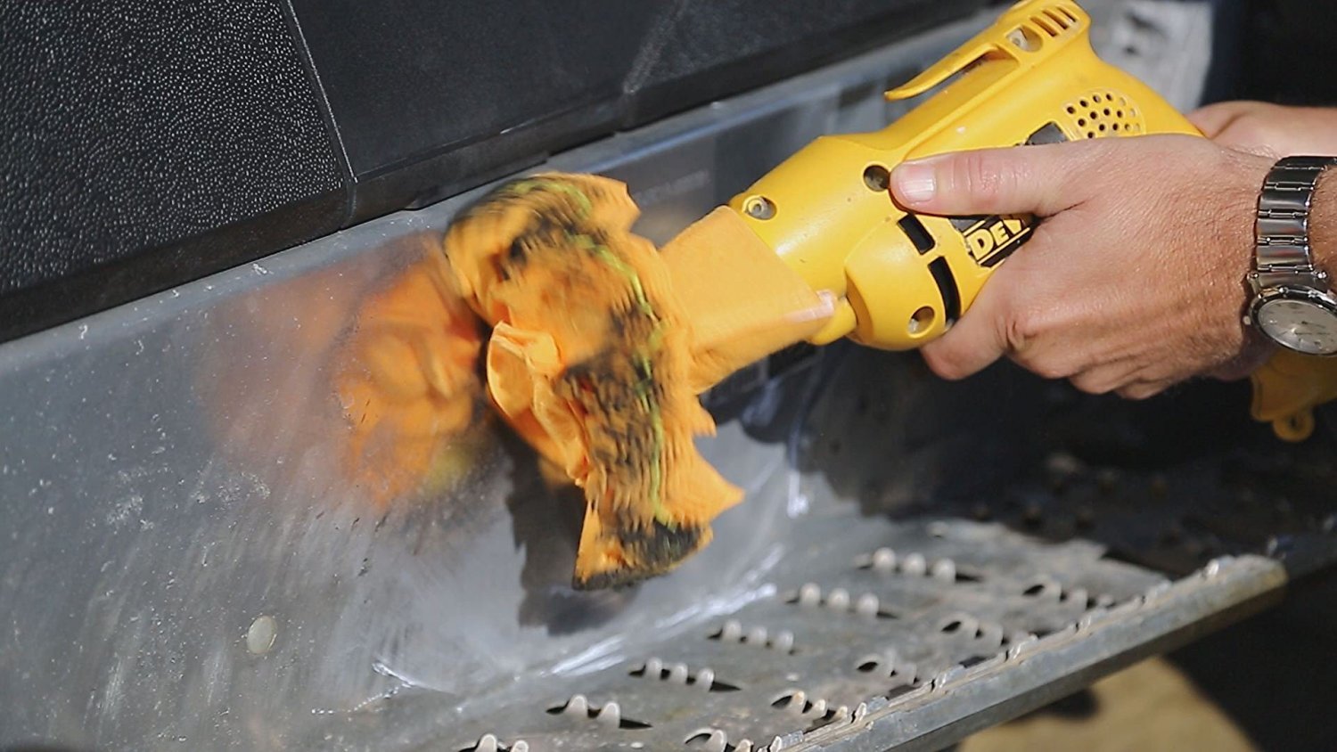Flitz PB 101-50 Buff Ball Car Buffer Drill Attachment with Self-Cooling Design That Never Scorches or Burns + No Exposed Hardware to Prevent Scratches, Buff and Polish Any Surface, Machine Washable, 5 Inch,Orange
