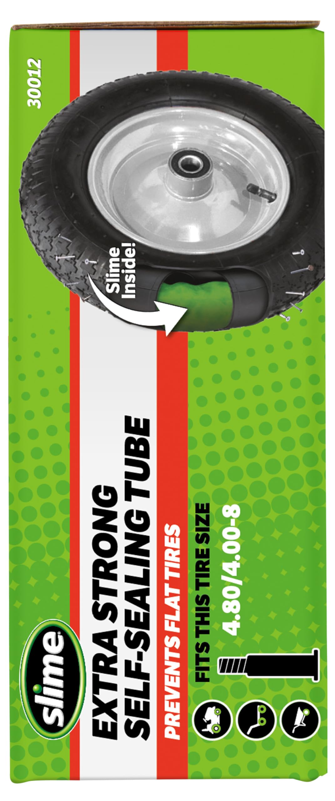 Slime 30012 Inner Tube for wheelbarrows, Lawn Mowers, Trailers, Tractors, Golf Carts, 4-Wheelers and More, Extra Strong, Includes Self-Sealing Sealant, Heavy Duty, Replacement, 4.80/4.0-8"