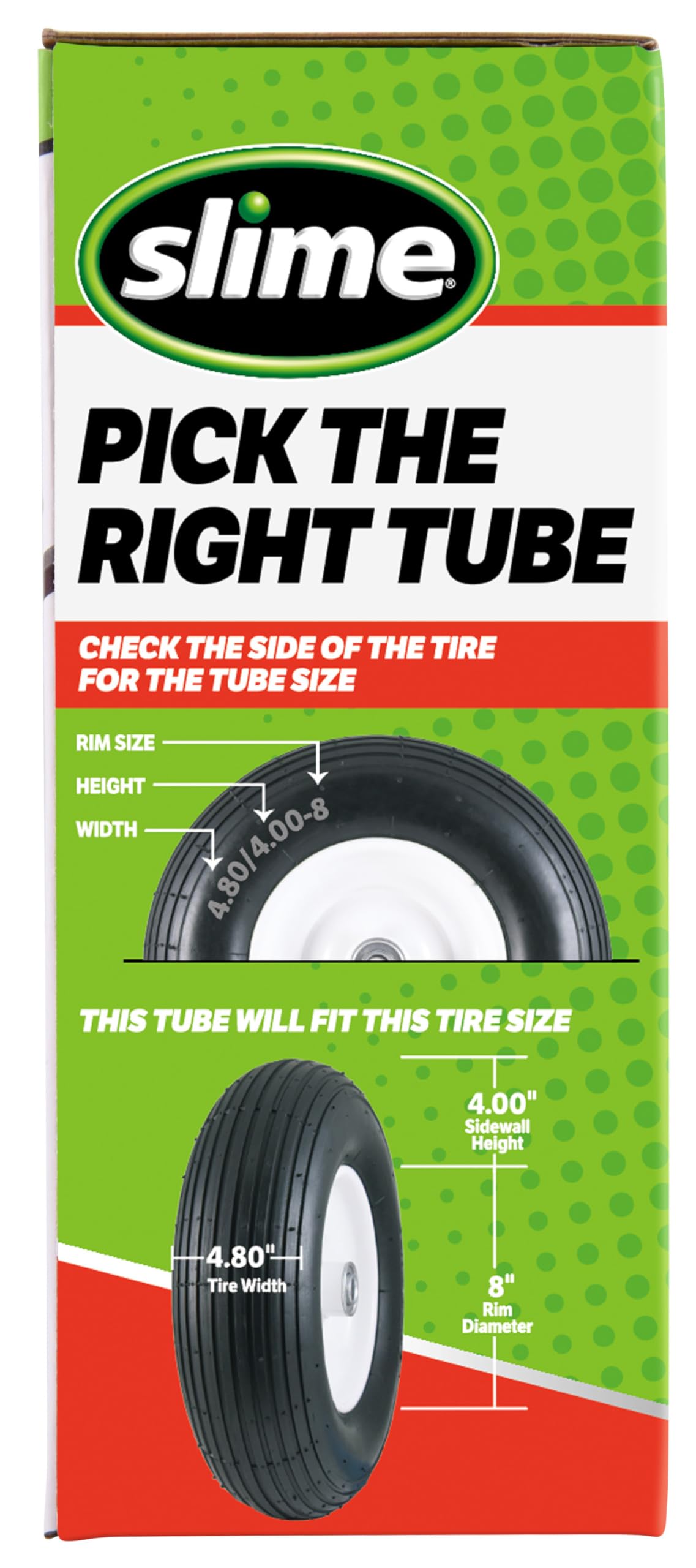 Slime 30012 Inner Tube for wheelbarrows, Lawn Mowers, Trailers, Tractors, Golf Carts, 4-Wheelers and More, Extra Strong, Includes Self-Sealing Sealant, Heavy Duty, Replacement, 4.80/4.0-8"