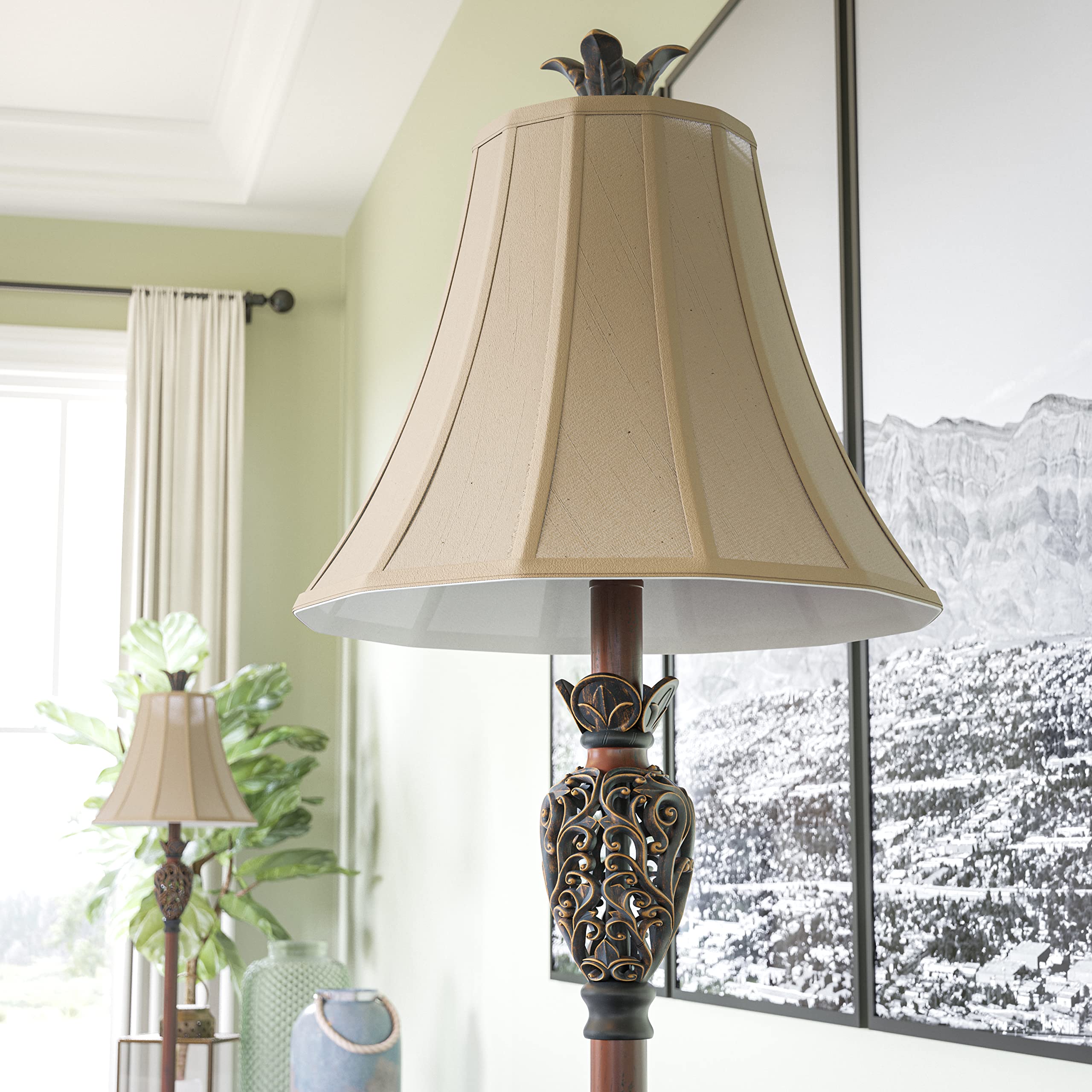 Kenroy Home 20181GR Iron Lace Floor Lamp with Golden Ruby Finish, Classic Style, 62.75" Height, 18" Width, 18" Depth