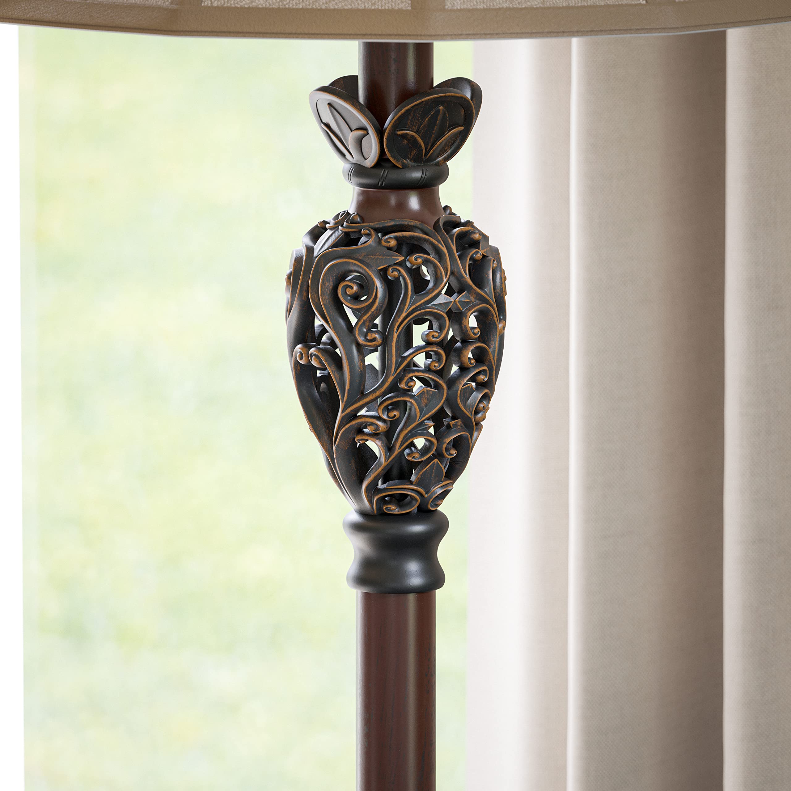 Kenroy Home 20181GR Iron Lace Floor Lamp with Golden Ruby Finish, Classic Style, 62.75" Height, 18" Width, 18" Depth