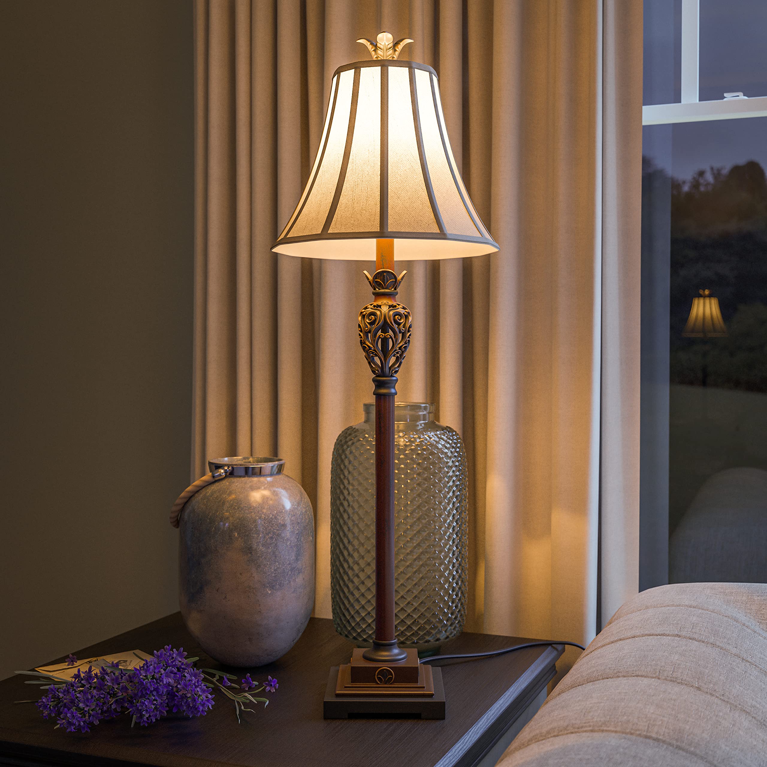 Kenroy Home 20181GR Iron Lace Floor Lamp with Golden Ruby Finish, Classic Style, 62.75" Height, 18" Width, 18" Depth