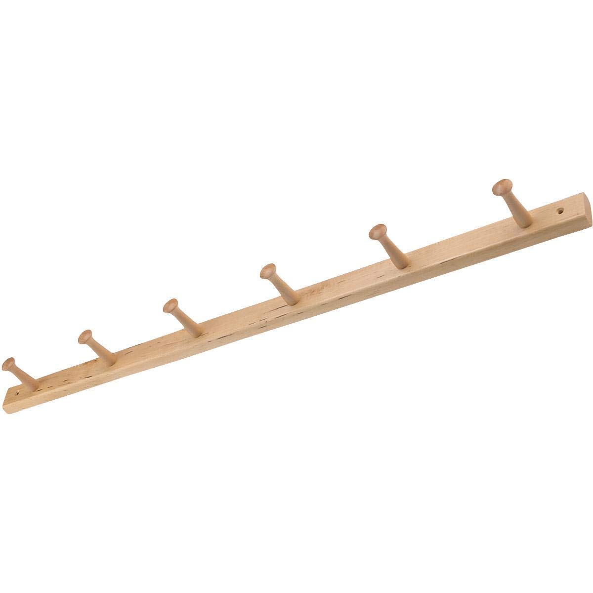 iDesign 91528 Wood Wall Mount 6-Peg Coat Rack for Coats, Leashes, Hats, Robes, Towels, Jackets, Purses, Bedroom, Closet, Entryway, Mudroom, Kitchen, Office, 32.3" x 2.8" x 1.5", Natural Wood