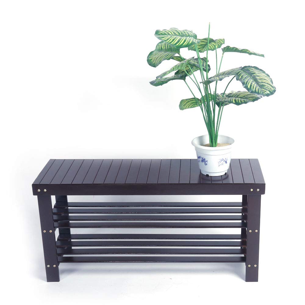 SoSo-BanTian1989 Bamboo Free Standing Shoe Rack, Bathtub Side Table Shoes Organizer Shelf for Entryway Hallway Corridor Living Room (Dark Coffee)