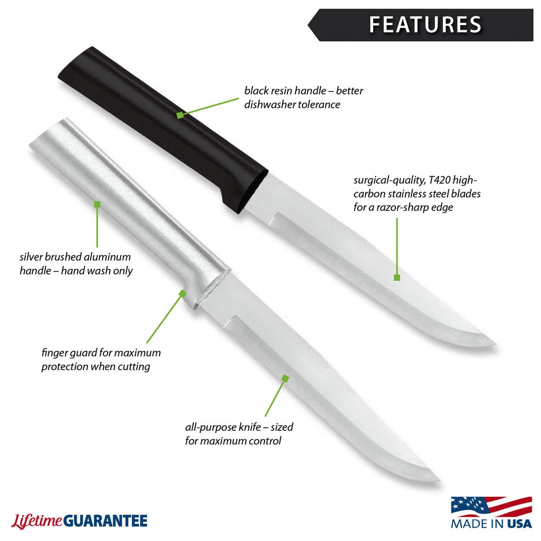 Rada Cutlery Stubby Butcher Knife – Stainless Steel Blade With Aluminum Handle Made in the USA