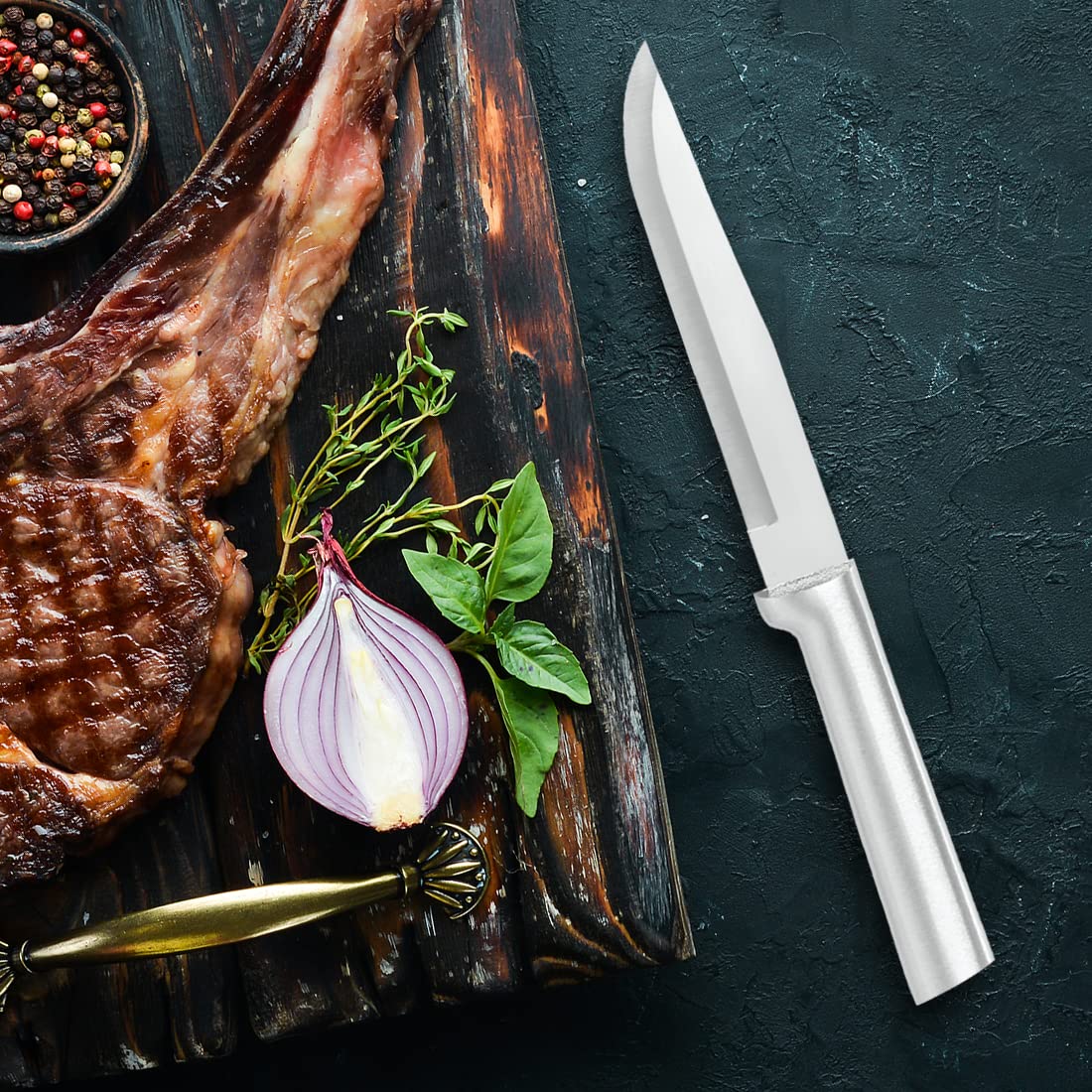 Rada Cutlery Stubby Butcher Knife – Stainless Steel Blade With Aluminum Handle Made in the USA