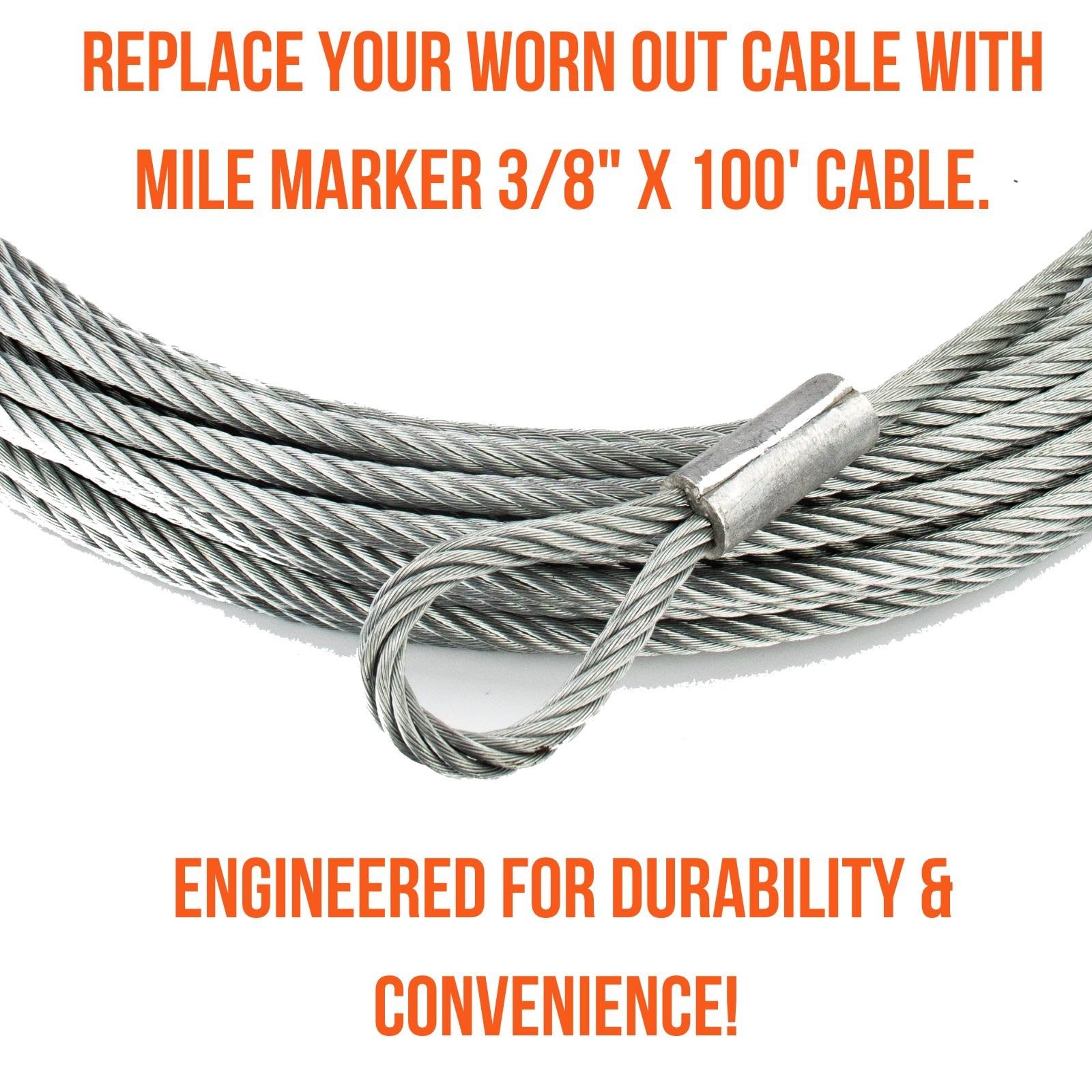 Mile Marker 19-50020C Steel Cable for Winch, 3/8" X 100'