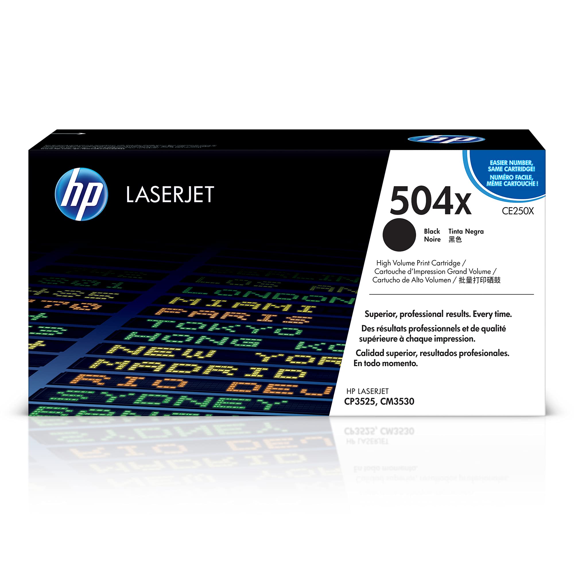 Original HP 504X Black High-yield Toner Cartridge | Works with HP Color LaserJet CM3530, CP3525 Series | CE250X
