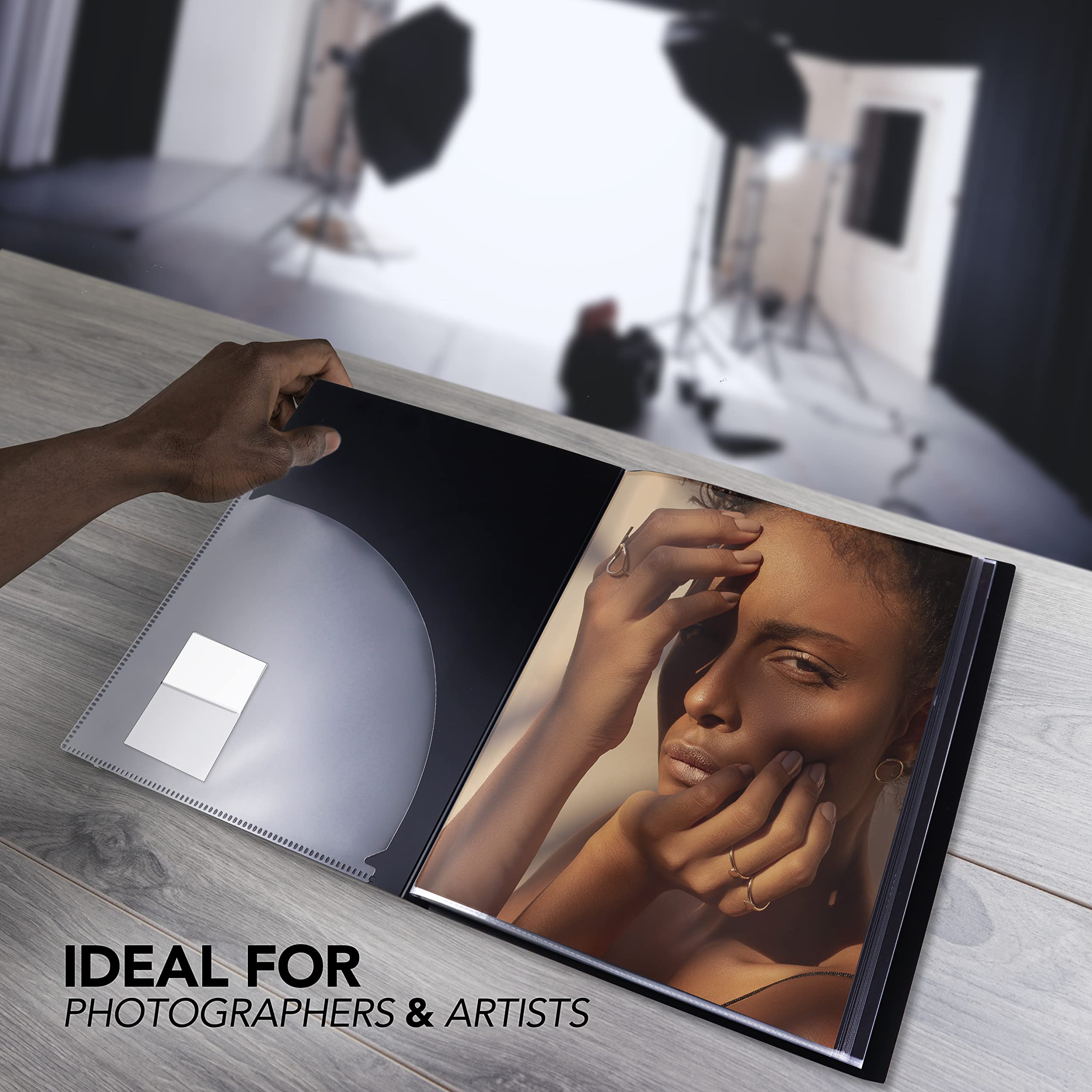 Itoya Original Art ProFolio 14x17 Black 48-Page Art Portfolio Binder with Plastic Sleeves - Portfolio Folder for Artwork with Clear Sheet Protectors - Presentation Book for Art Display and Storage