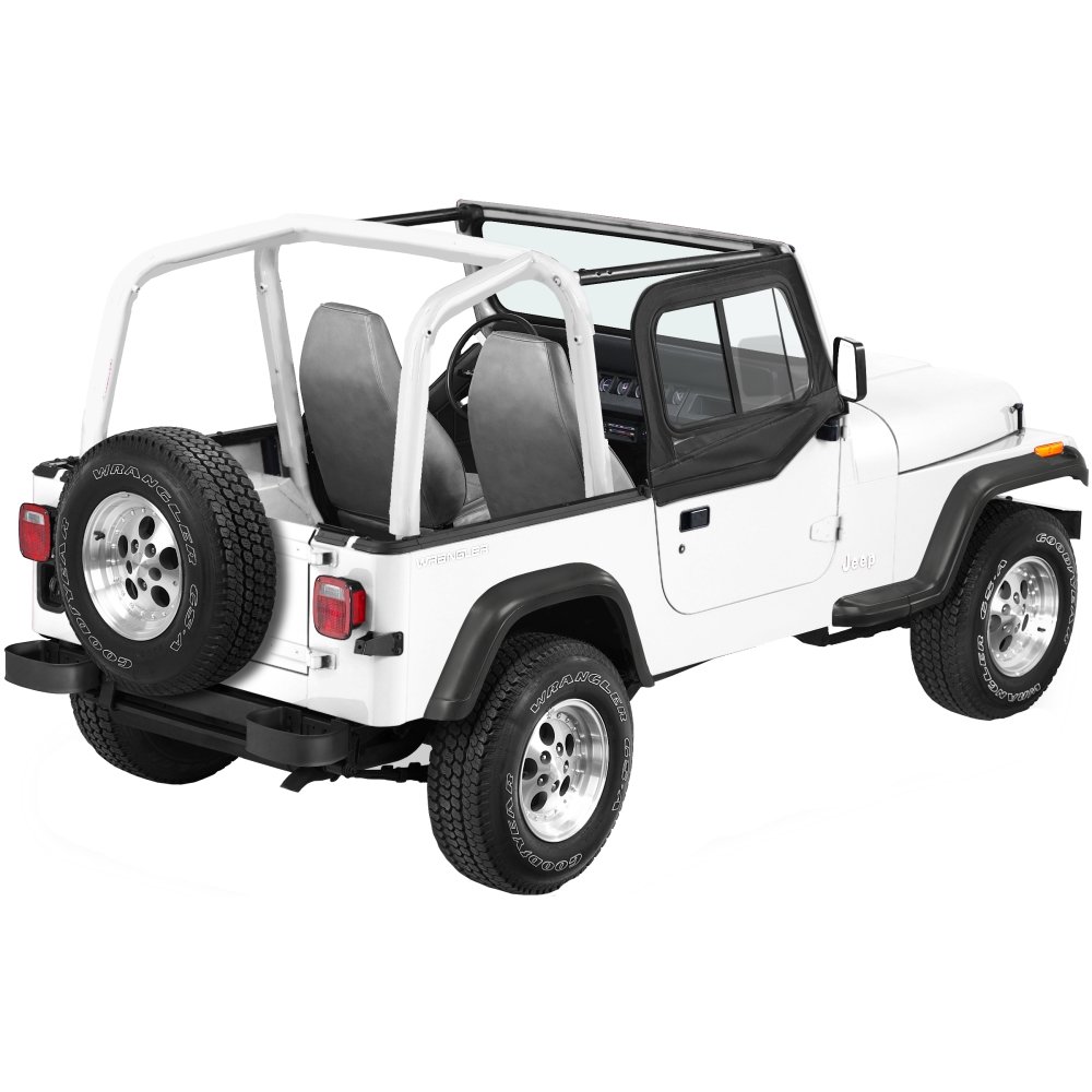 Bestop 5178515 Black Denim Upper Door Sliders for 1988-1995 Wrangler w/ Square Upper Rear Corner