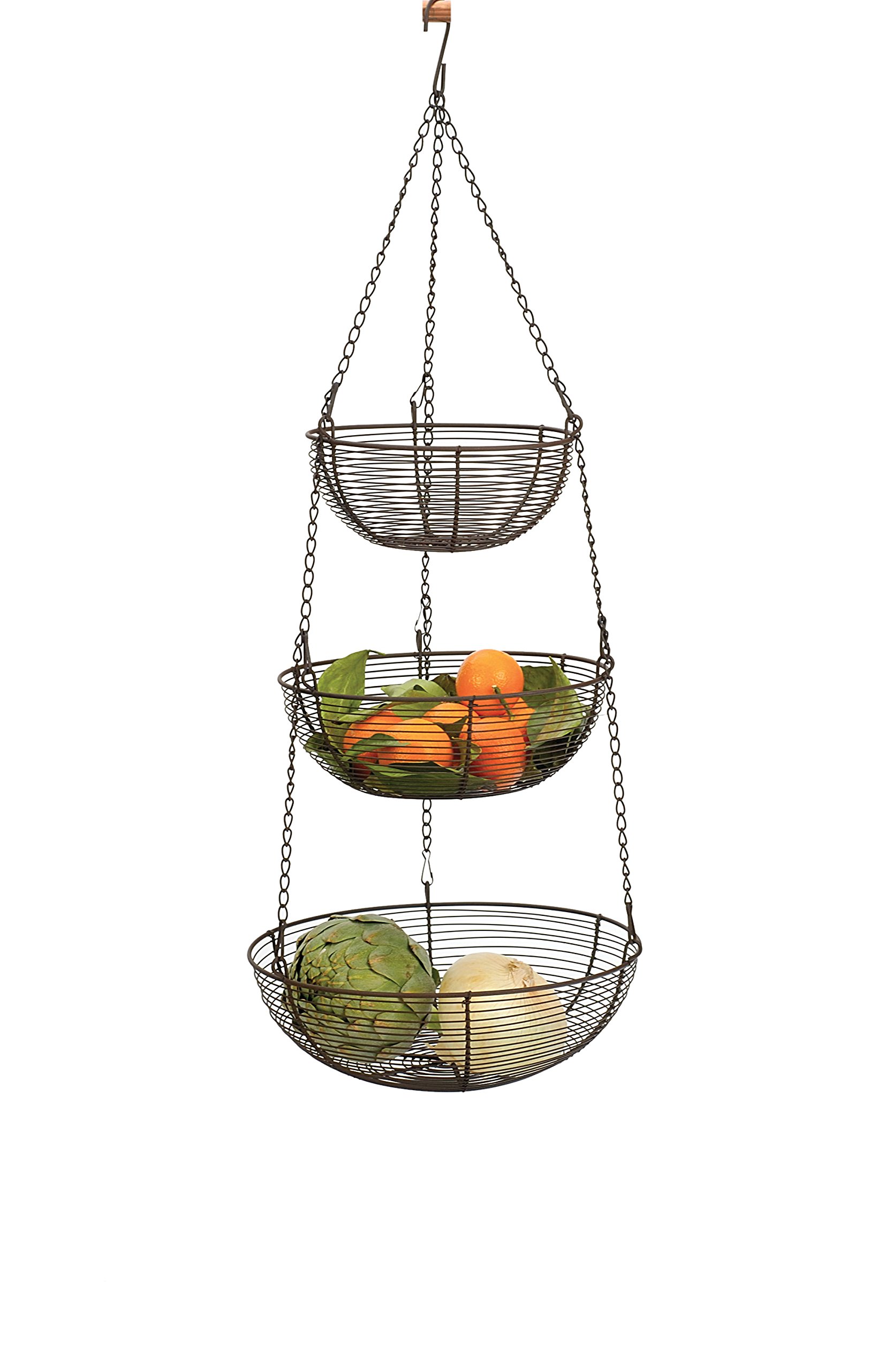 RSVP International Hanging Storage Collection 3-Tier Baskets, Bronze Woven Wire