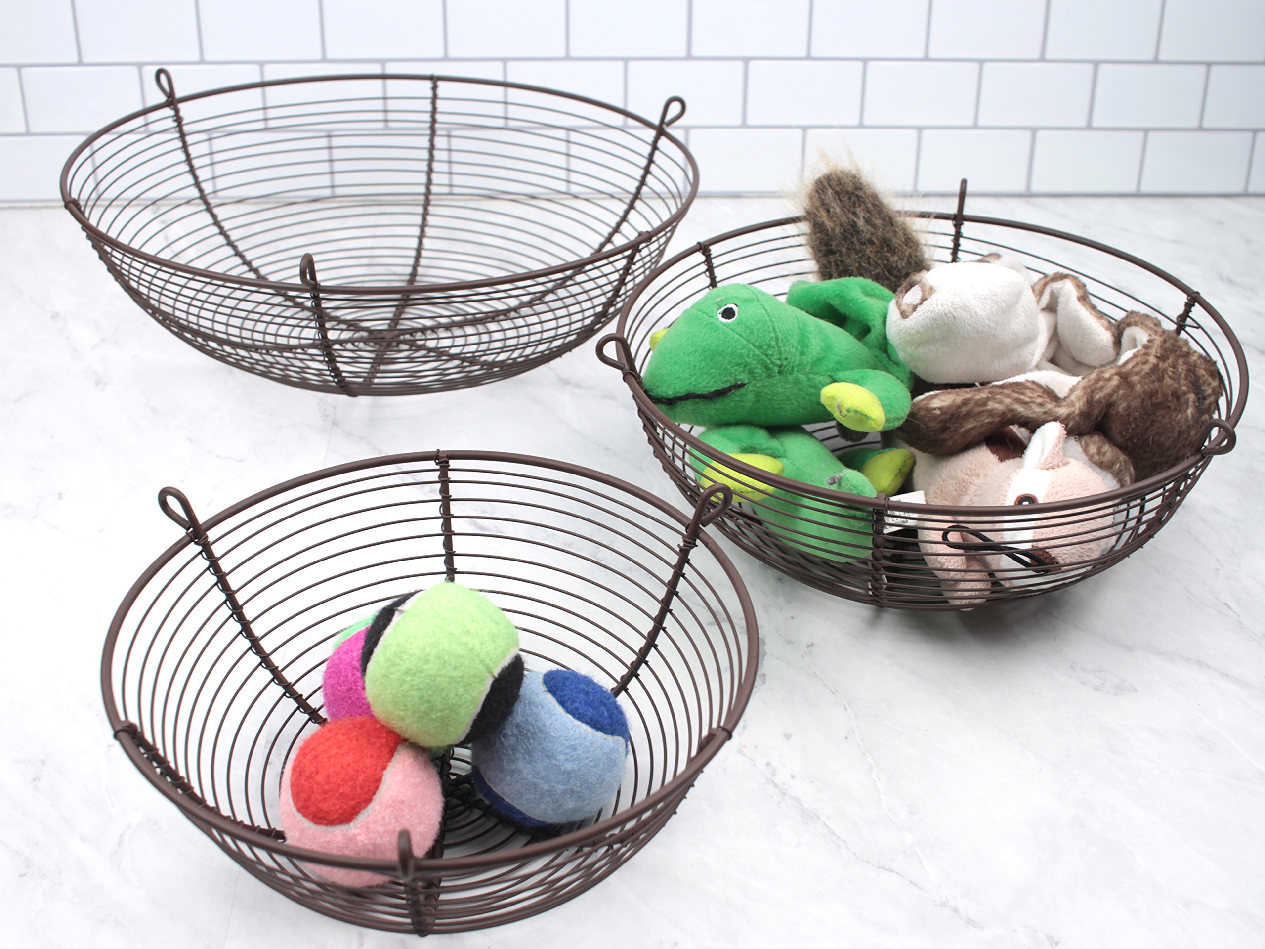 RSVP International Hanging Storage Collection 3-Tier Baskets, Bronze Woven Wire
