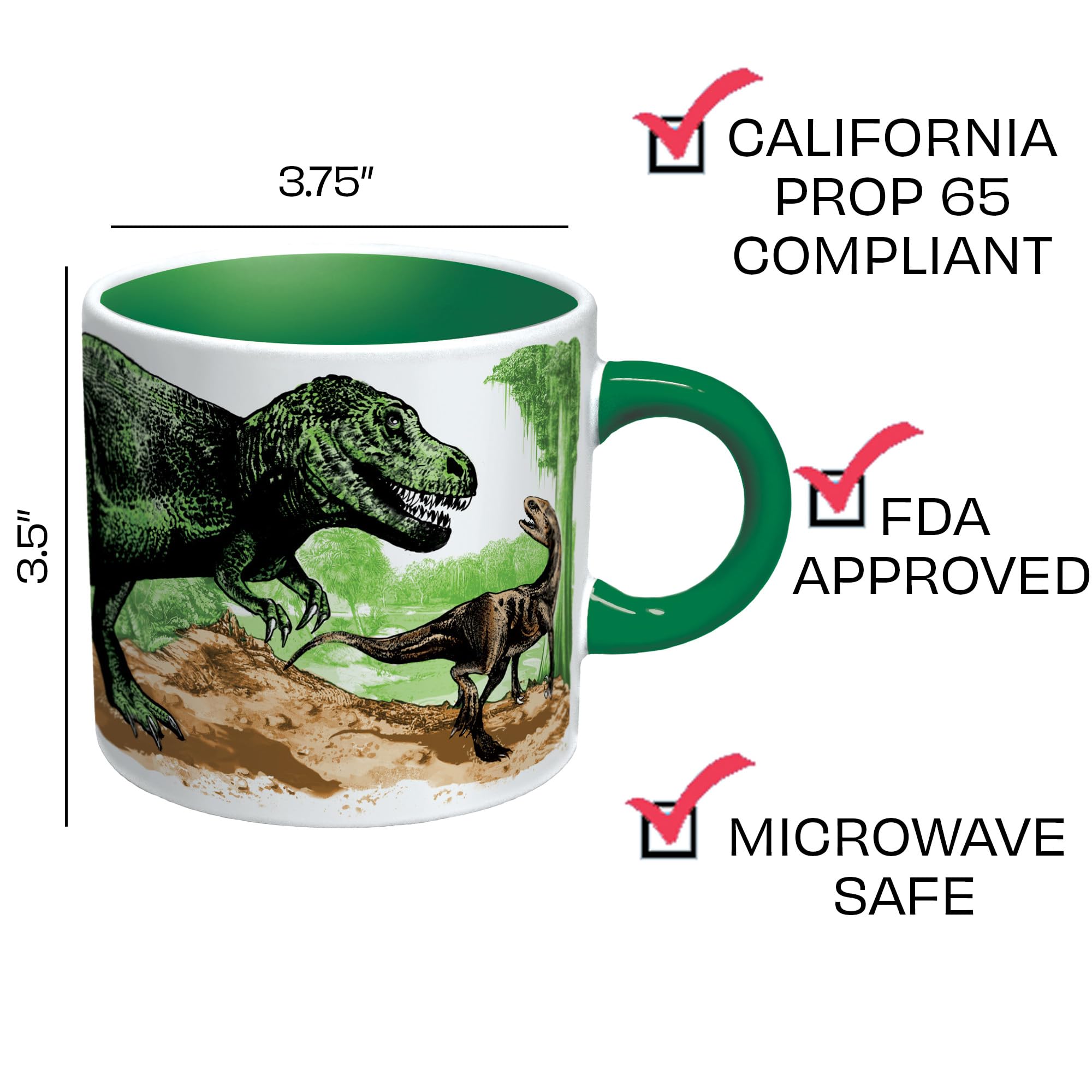 The Unemployed Philosophers Guild Disappearing Dino Mug - Heat Sensitive Color Changing Coffee Mug - Add Hot Liquid and Watch Dinosaurs Turn to Fossils