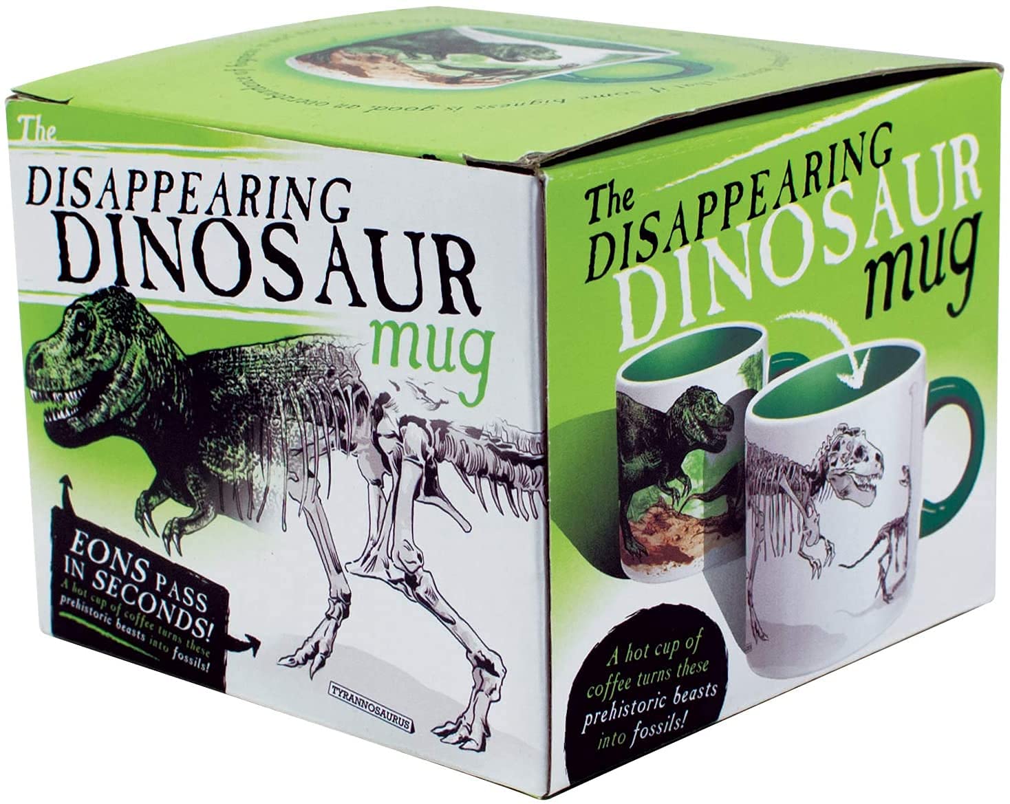 The Unemployed Philosophers Guild Disappearing Dino Mug - Heat Sensitive Color Changing Coffee Mug - Add Hot Liquid and Watch Dinosaurs Turn to Fossils
