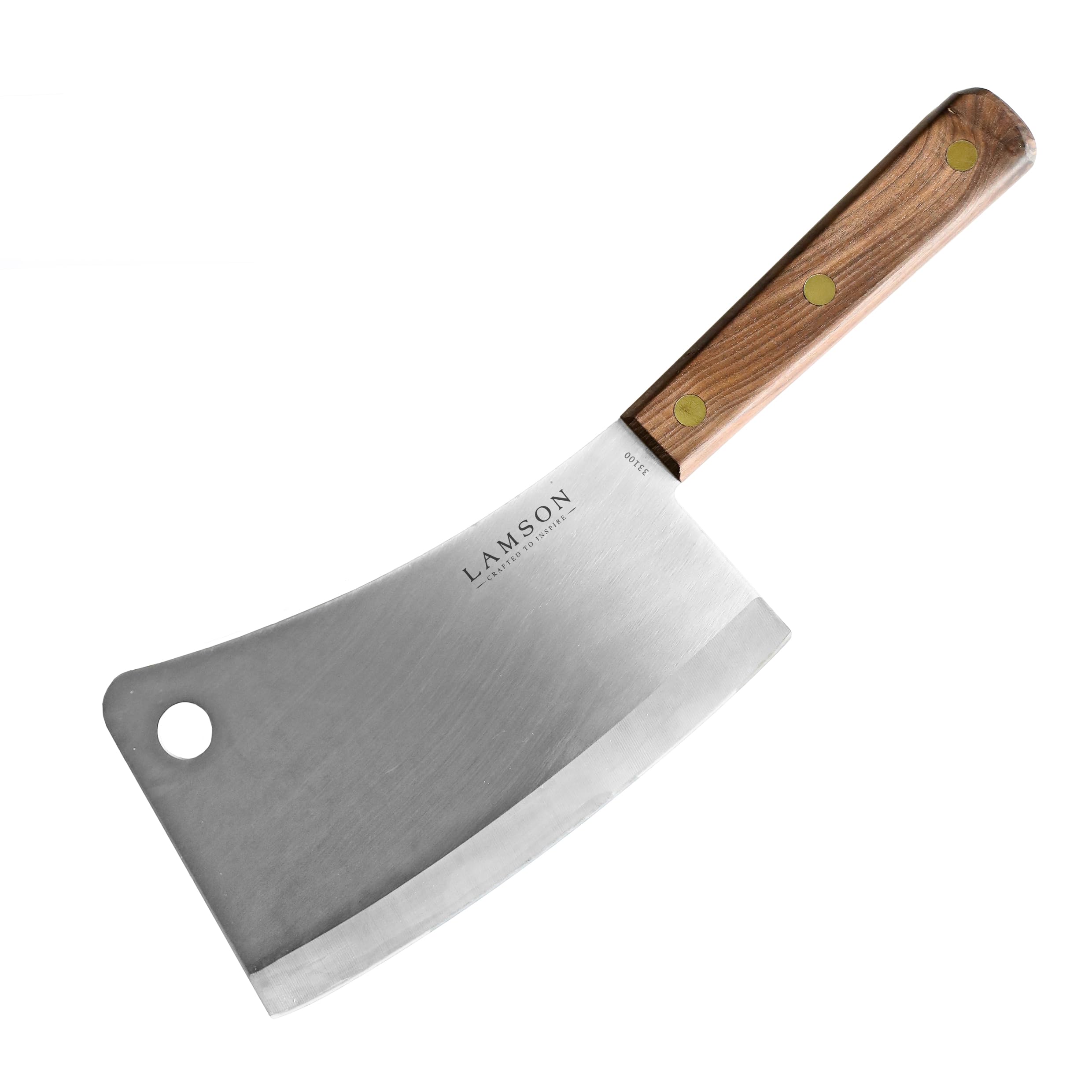 Lamson Meat Cleaver, with Riveted Walnut Handle, Stainless Steel, 12"