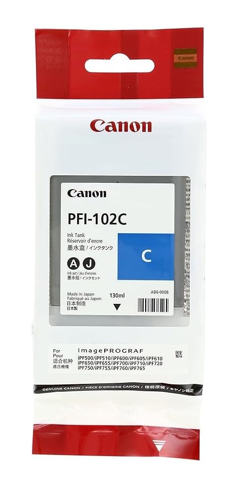 Canon 0896B001AA Lucia PFI-102 C Original Ink Tank, Cyan