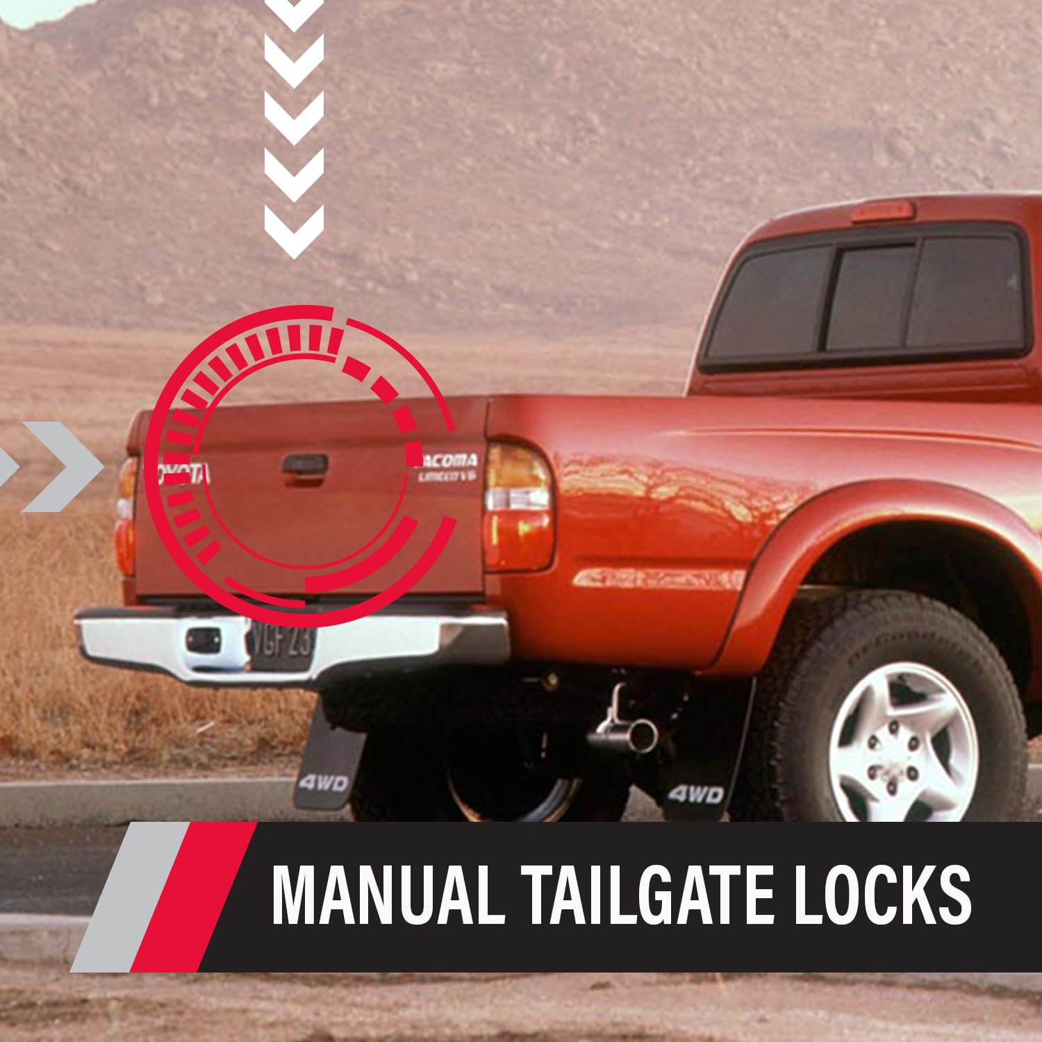 Pop & Lock β Manual Tailgate Lock for Toyota Tacoma, Fits 1995 to 2004 Models (Color Black, PL5100, Standard Lock)