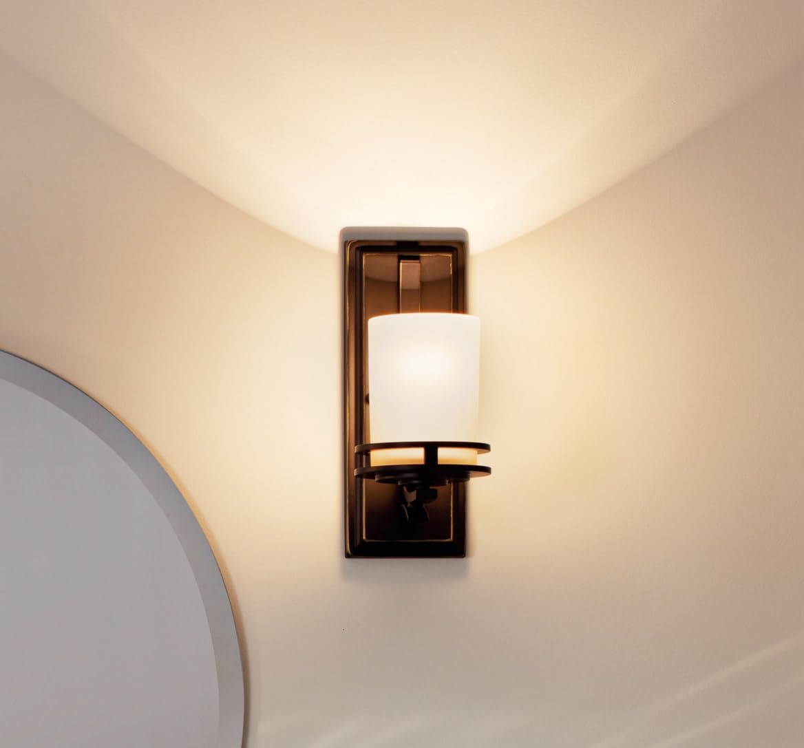 Kichler Hendrik 12" 1 Light Wall Sconce with Light Umber Etched Glass Olde Bronze®