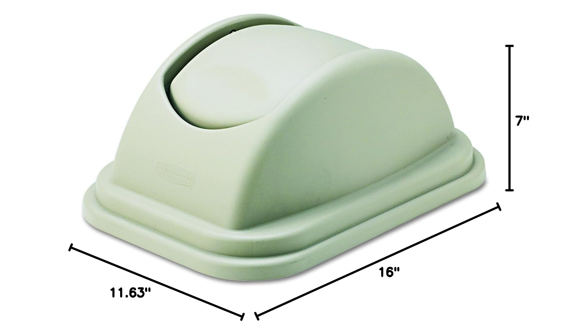 Rubbermaid Commercial FG306700BEIG Untouchable Polypropylene Top for Large Trash Cans, Beige