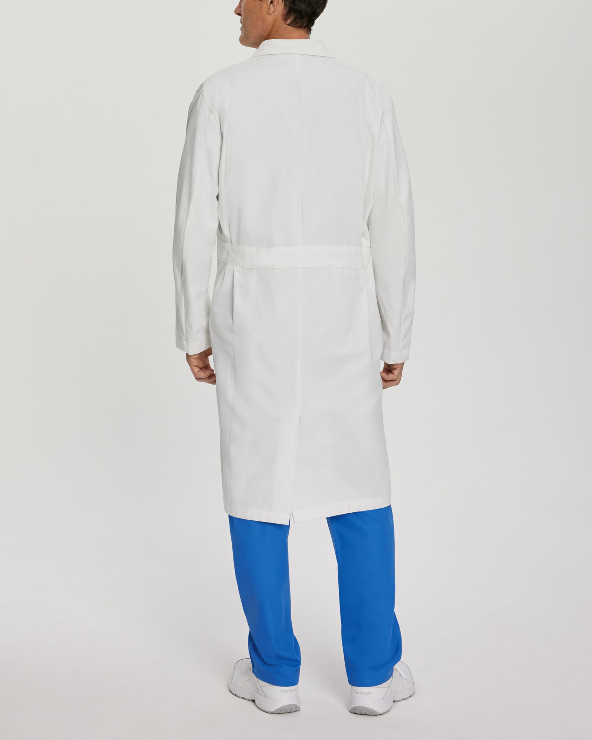 Landau Relaxed Fit 3-Pkt 5-Knot Cloth Button Full-Length Lab Coat for Men 3138, White, 42