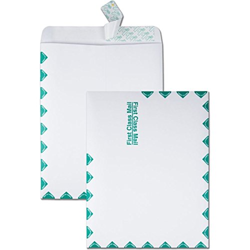 Quality Park 10 x 13 First Class Catalog Envelopes, First Class Border, Redi-Strip Self-Sealing Closure, 28 lb White Wove, 100 per Box (QUA44786)