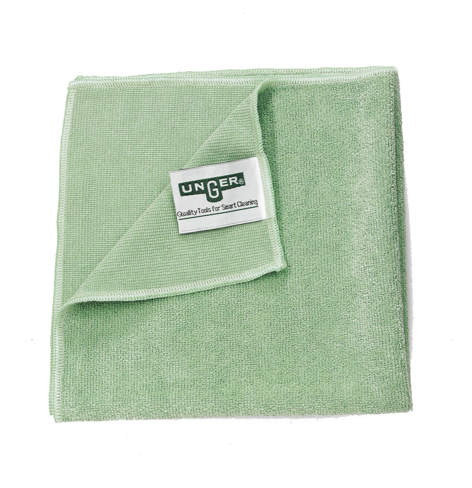 Unger MF400 SmartColor MicroWipe Heavy Duty Microfiber Cloth, 16" Length x 15" Width, Green (Case of 10)