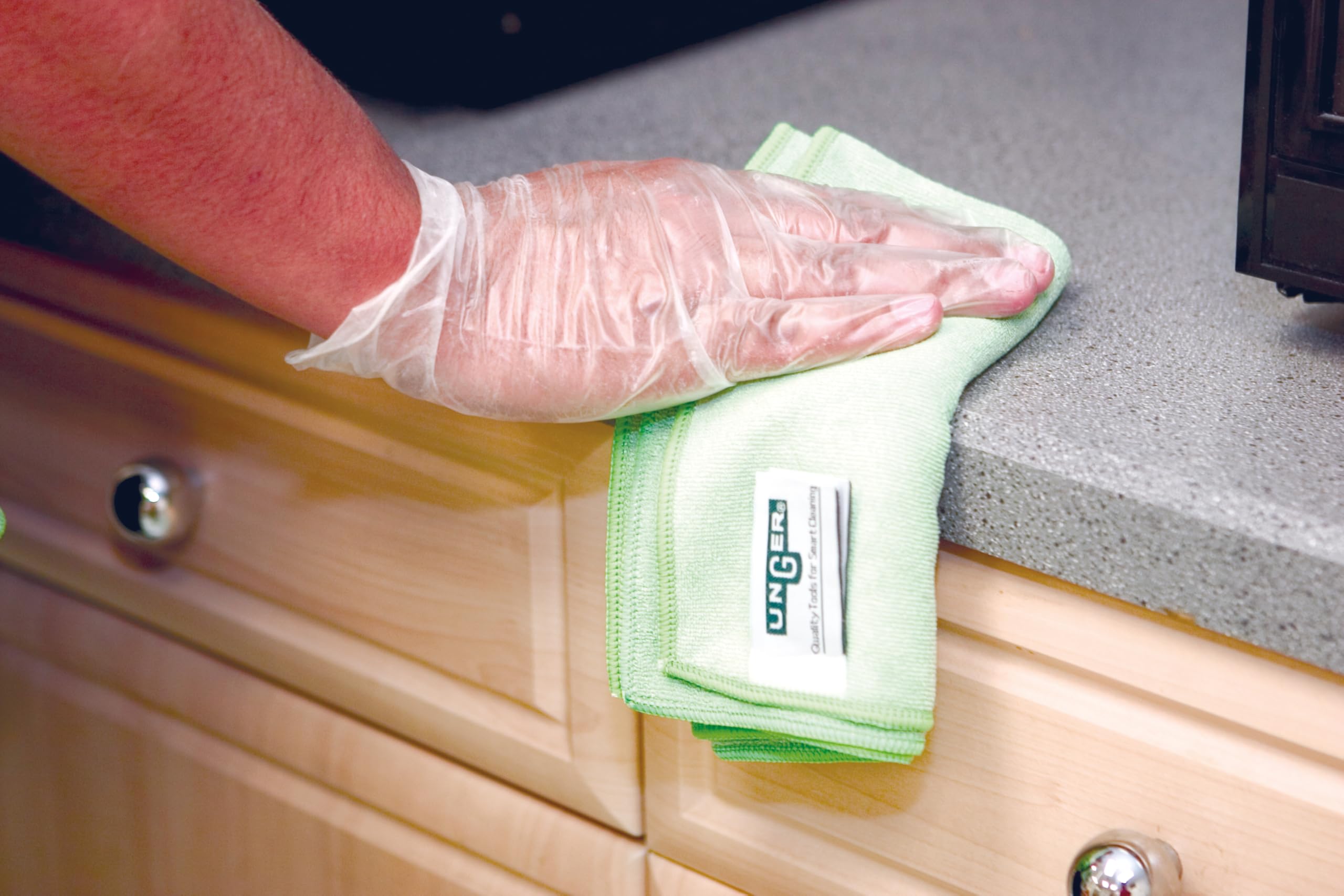 Unger MF400 SmartColor MicroWipe Heavy Duty Microfiber Cloth, 16" Length x 15" Width, Green (Case of 10)