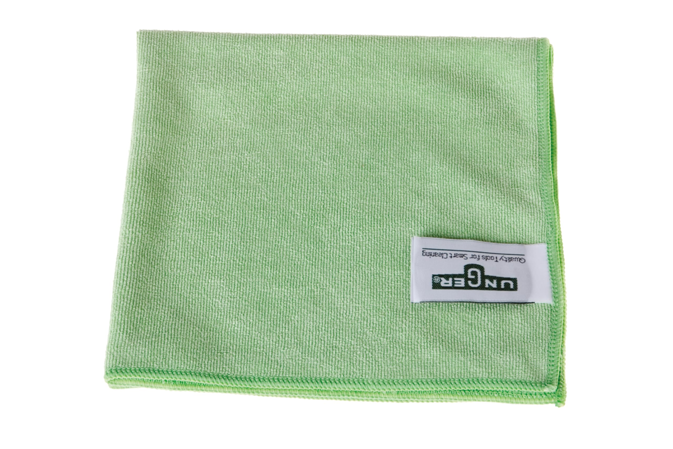 Unger MF400 SmartColor MicroWipe Heavy Duty Microfiber Cloth, 16" Length x 15" Width, Green (Case of 10)