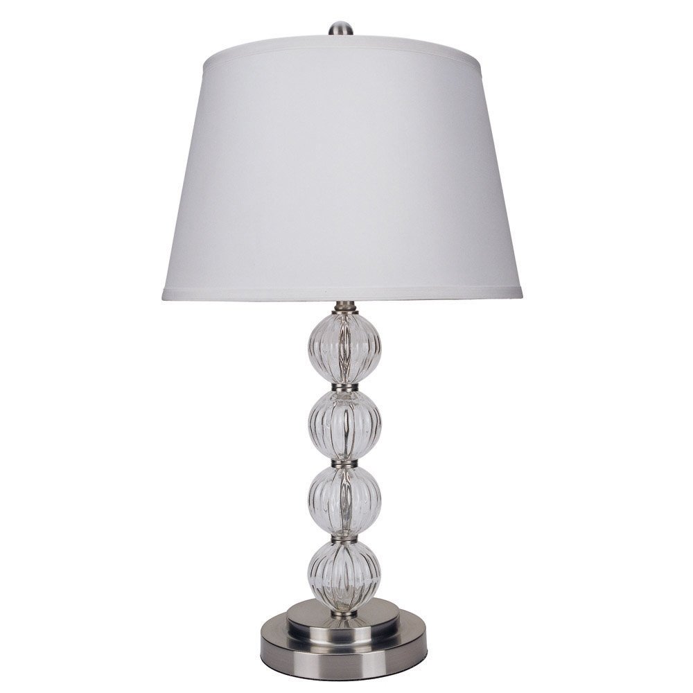 ORE International 62.5" Satin Nickel Glass Floor Lamp