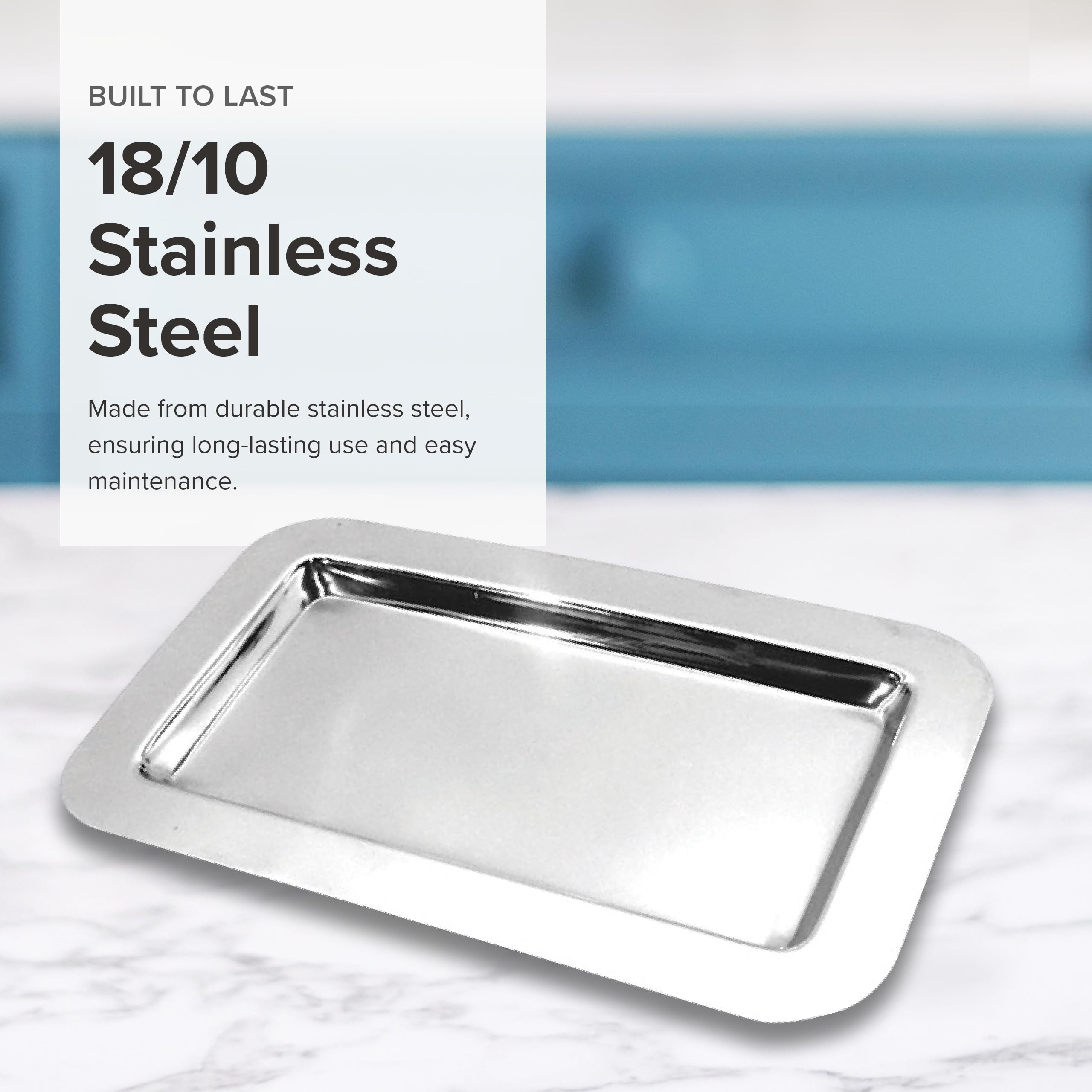 Frieling USA 18/10 Mirrored Finish Stainless Steel Serving Tray, 9.4-Inch by 5.6-Inch