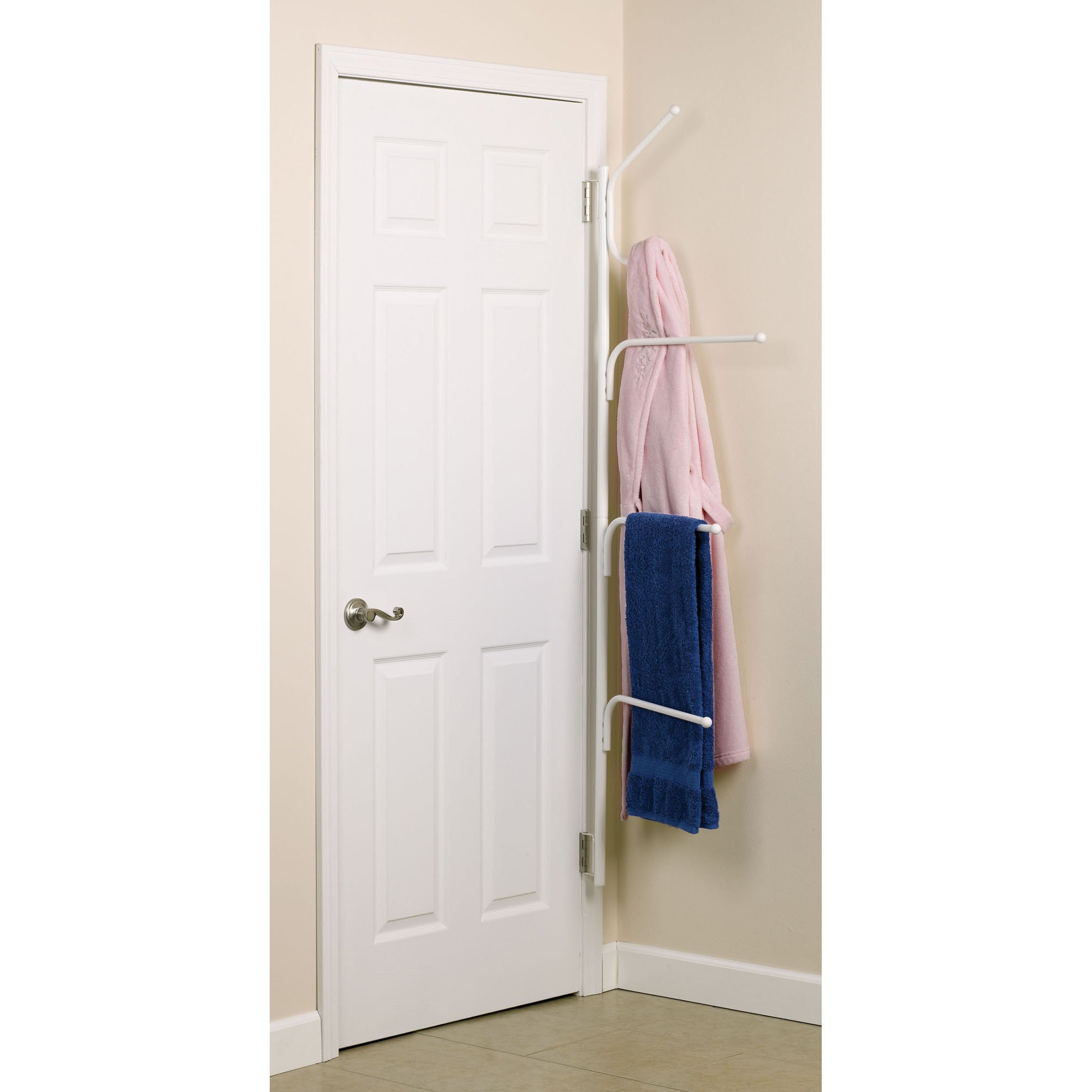 Household Essentials Hinge-It Clutterbuster Family Towel Bar, Valet White