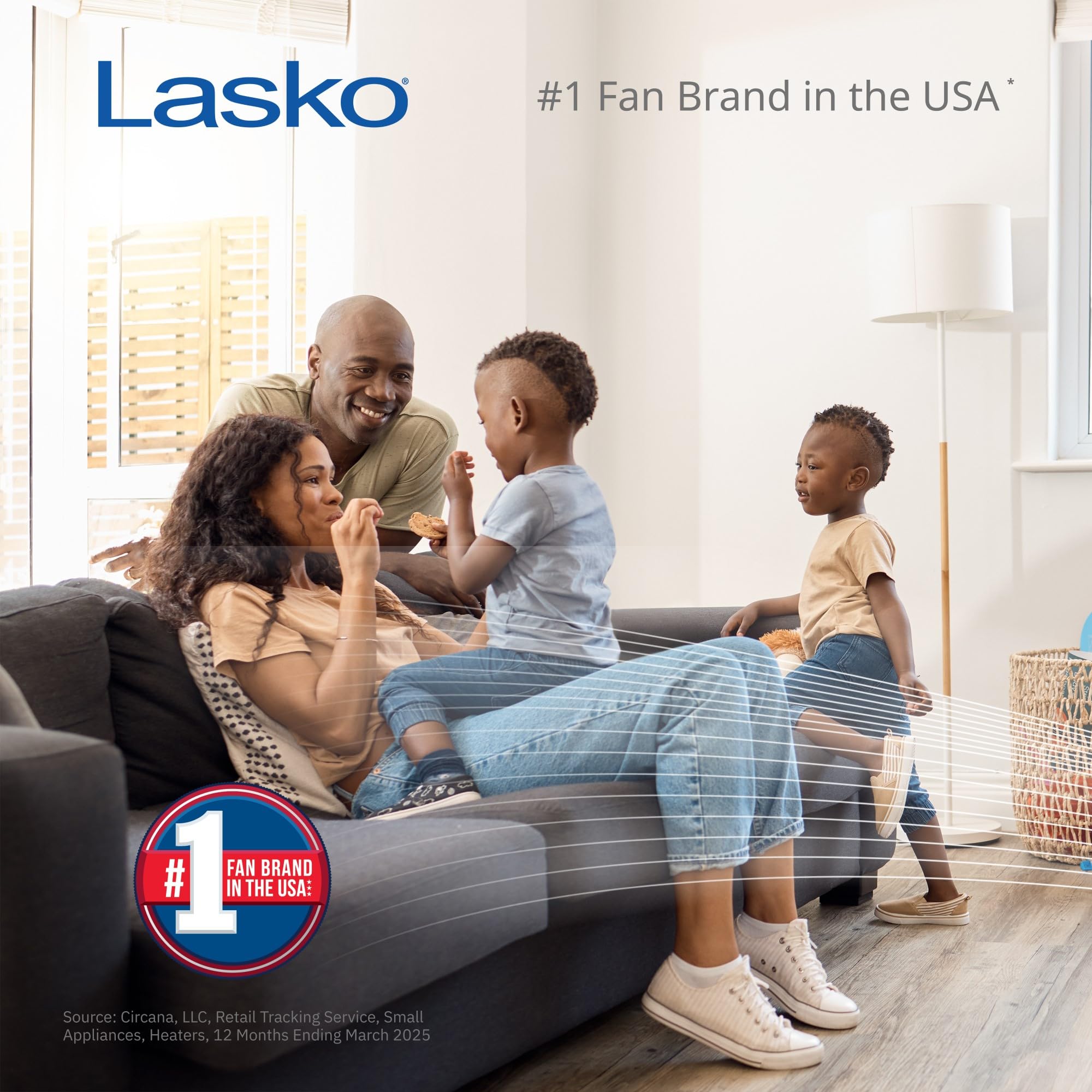 Lasko Wind Curve Portable Electric 42" Oscillating Tower Fan with Fresh Air Ionizer, Timer and Remote Control for Indoor, Bedroom and Home Office Use, Silverwood 2554