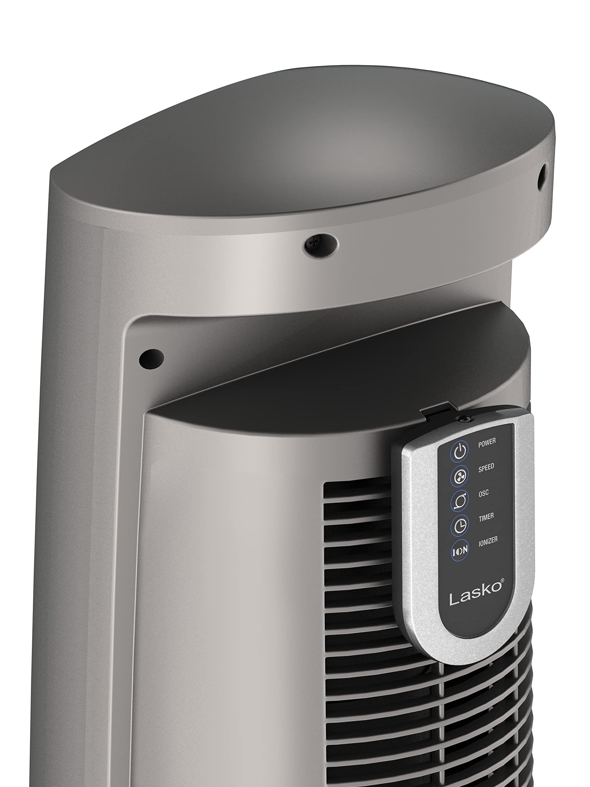 Lasko Wind Curve Portable Electric 42" Oscillating Tower Fan with Fresh Air Ionizer, Timer and Remote Control for Indoor, Bedroom and Home Office Use, Silverwood 2554