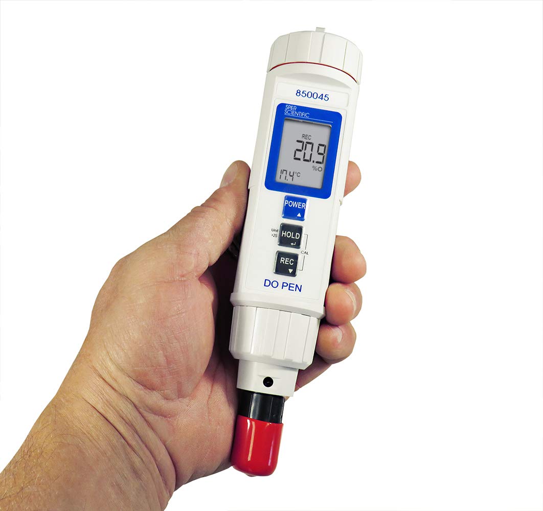 Sper Scientific Dissolved Oxygen Pen, 0 to 20.0 mg/L Range, 0.1 mg/L Resolution, +/- 0.4 Percent mg/L Accuracy, 32 to 122 Degree F, 2" Length x 1-1/2" Width x 8" Height