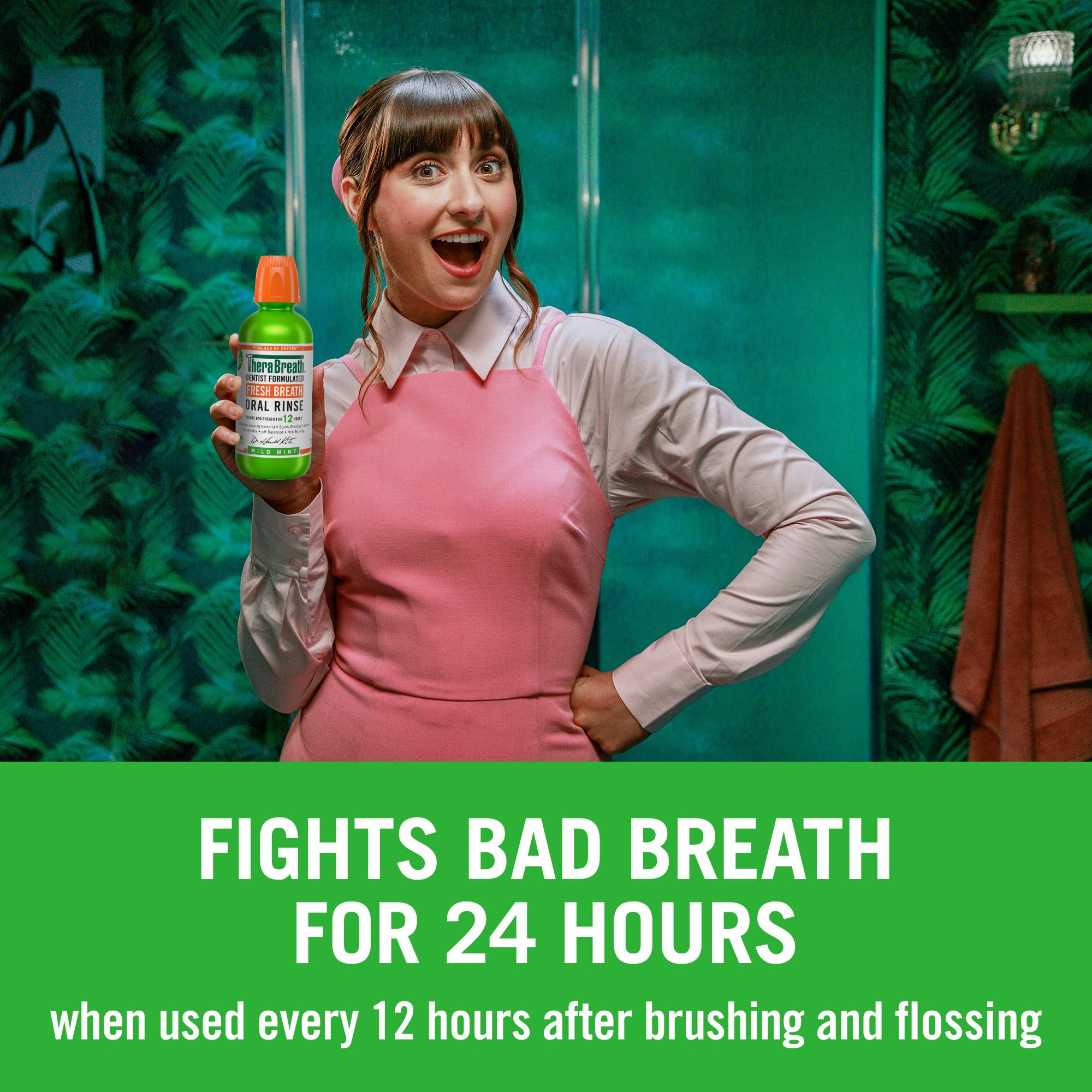 TheraBreath Fresh Breath Dentist Formulated Oral Rinse, Mild Mint, 16 Ounce (Pack of 2)