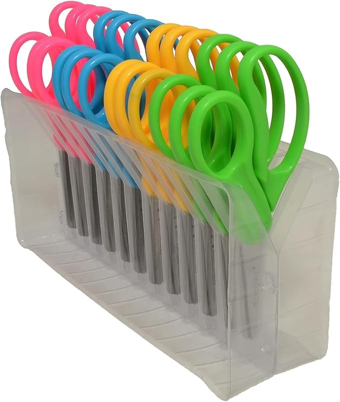 Westcott 13140 Right- and Left-Handed Scissors, Kids' Scissors, Ages 4-8, 5-Inch Blunt Tip, Assorted, 12 Pack