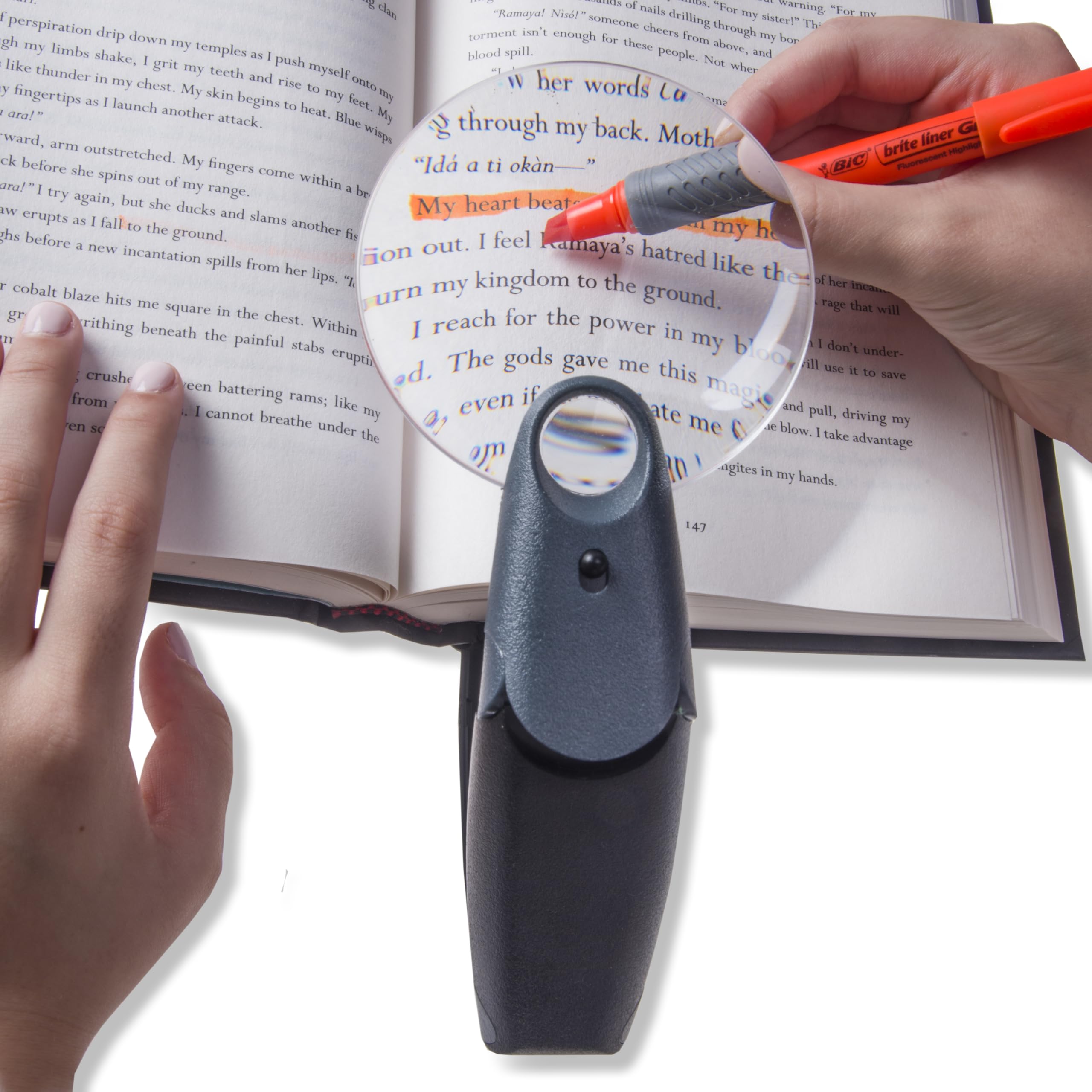 Carson FreeHand 2.5x LED Lighted Hand-Held or Hands-Free Magnifier with 5.5x Spot Lens (FH-25)