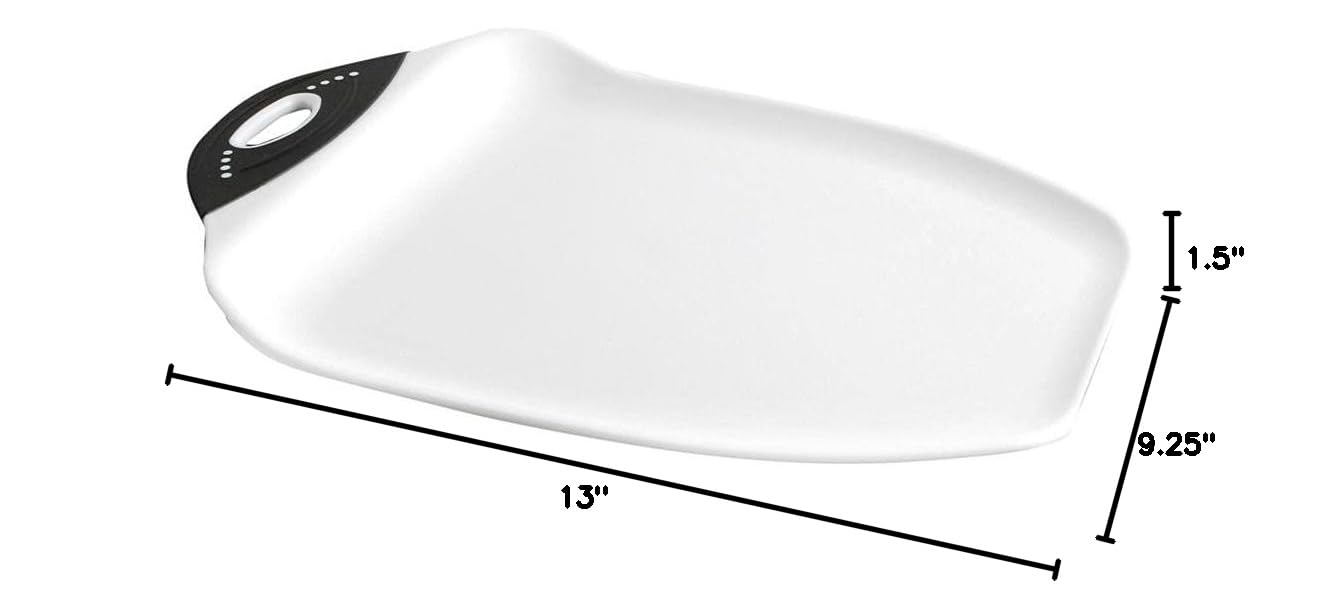 Dexas Chop & Scoop Cutting Board, 9.5 by 13 inches, White with Black Handle
