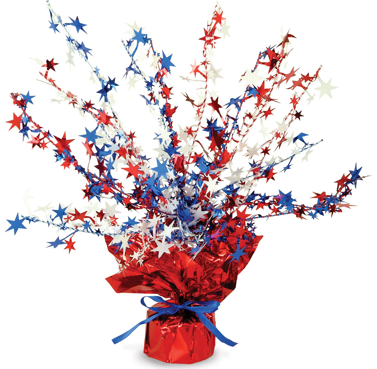 Beistle Metallic Plastic USA Patriotic Star Gleam ‘N Burst Centerpiece – American 4th Of July Decorations , Red White and Blue