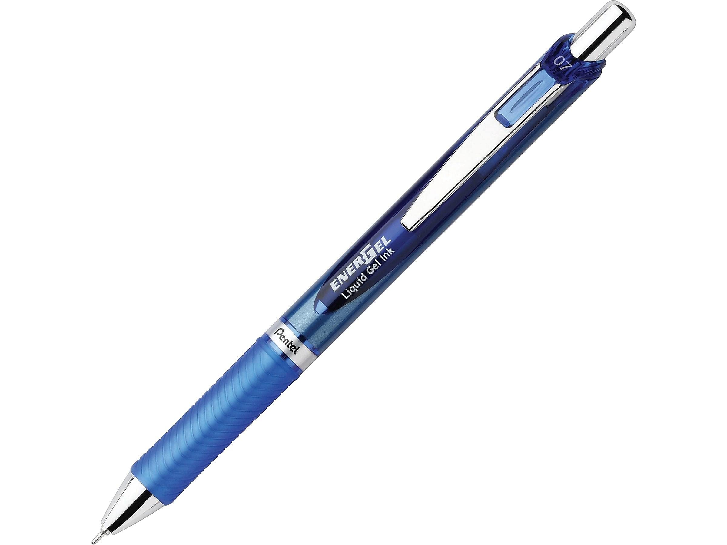 Pentel® EnerGel™ Deluxe RTX Retractable Pens, Needle Point, 0.7 mm, Blue Barrel, Blue Ink, Pack Of 12 Pens