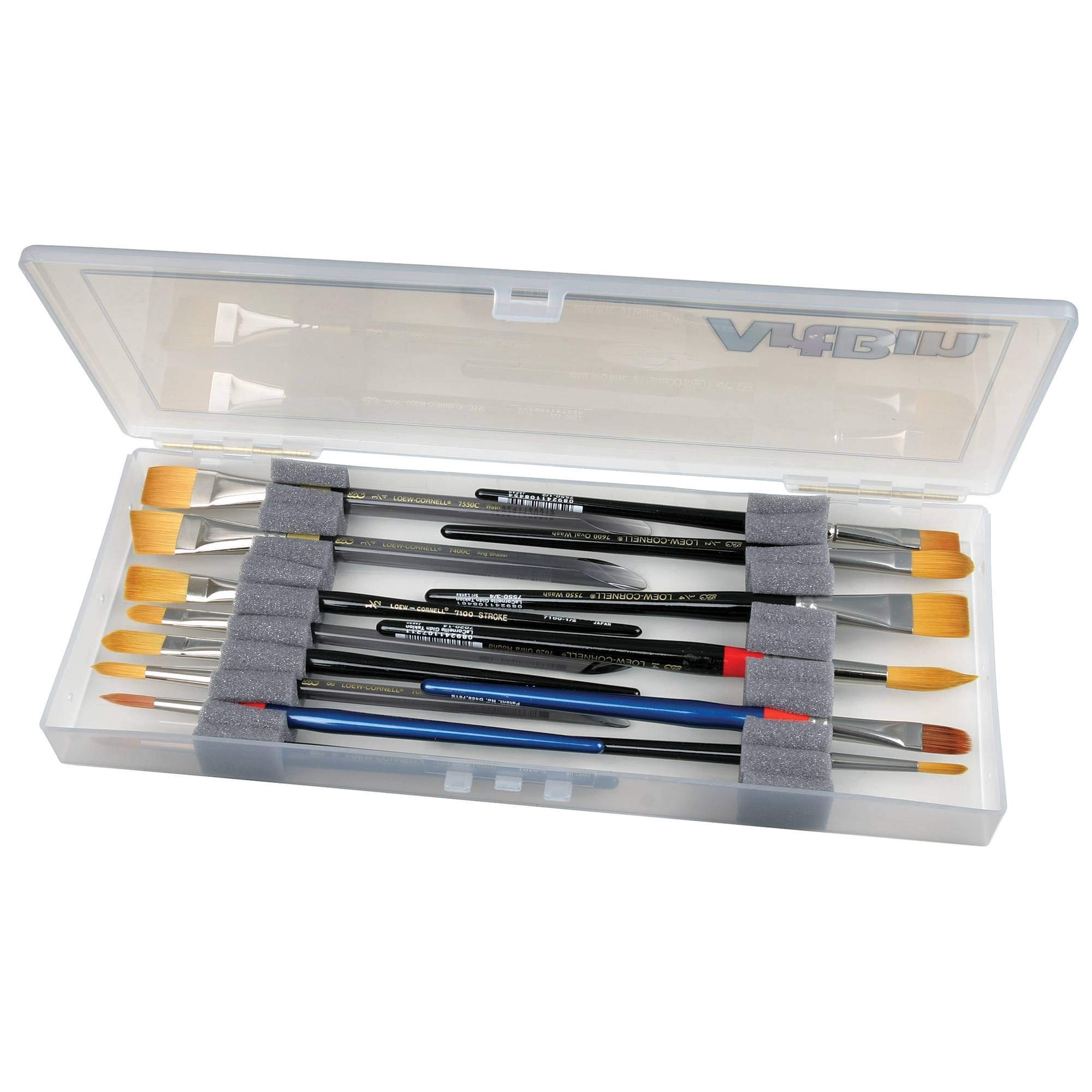ArtBin KW903 Brush Box with Foam Inserts, Fine Art Portable Paint Brush Organizer, Clear
